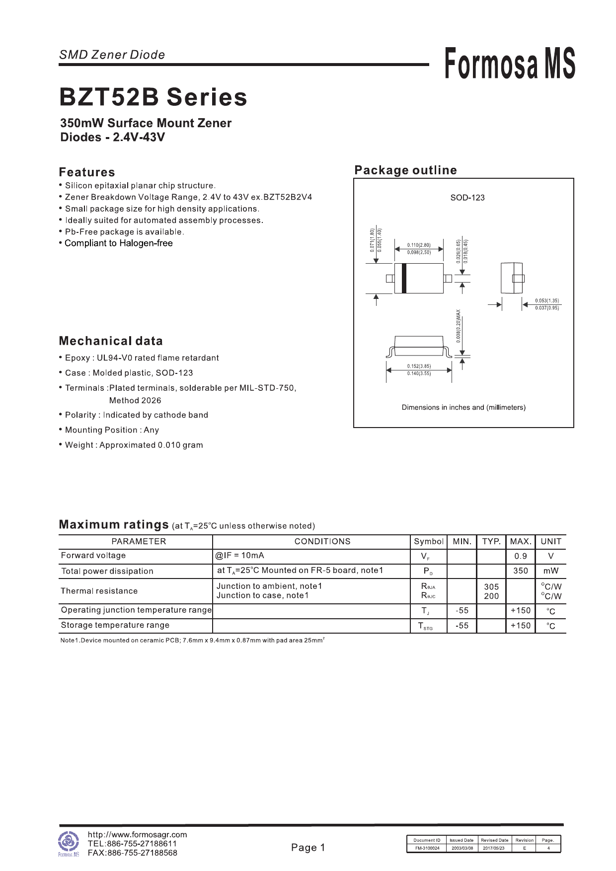 BZT52B5V1_（FMS(美丽微)）BZT52B5V1中文资料_价格_PDF手册-立创电子商城