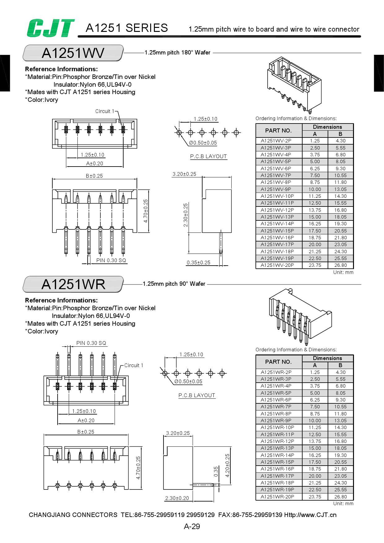 A1251WV-S-6P_（CJT(长江连接器)）A1251WV-S-6P中文资料_价格_PDF手册-立创电子商城
