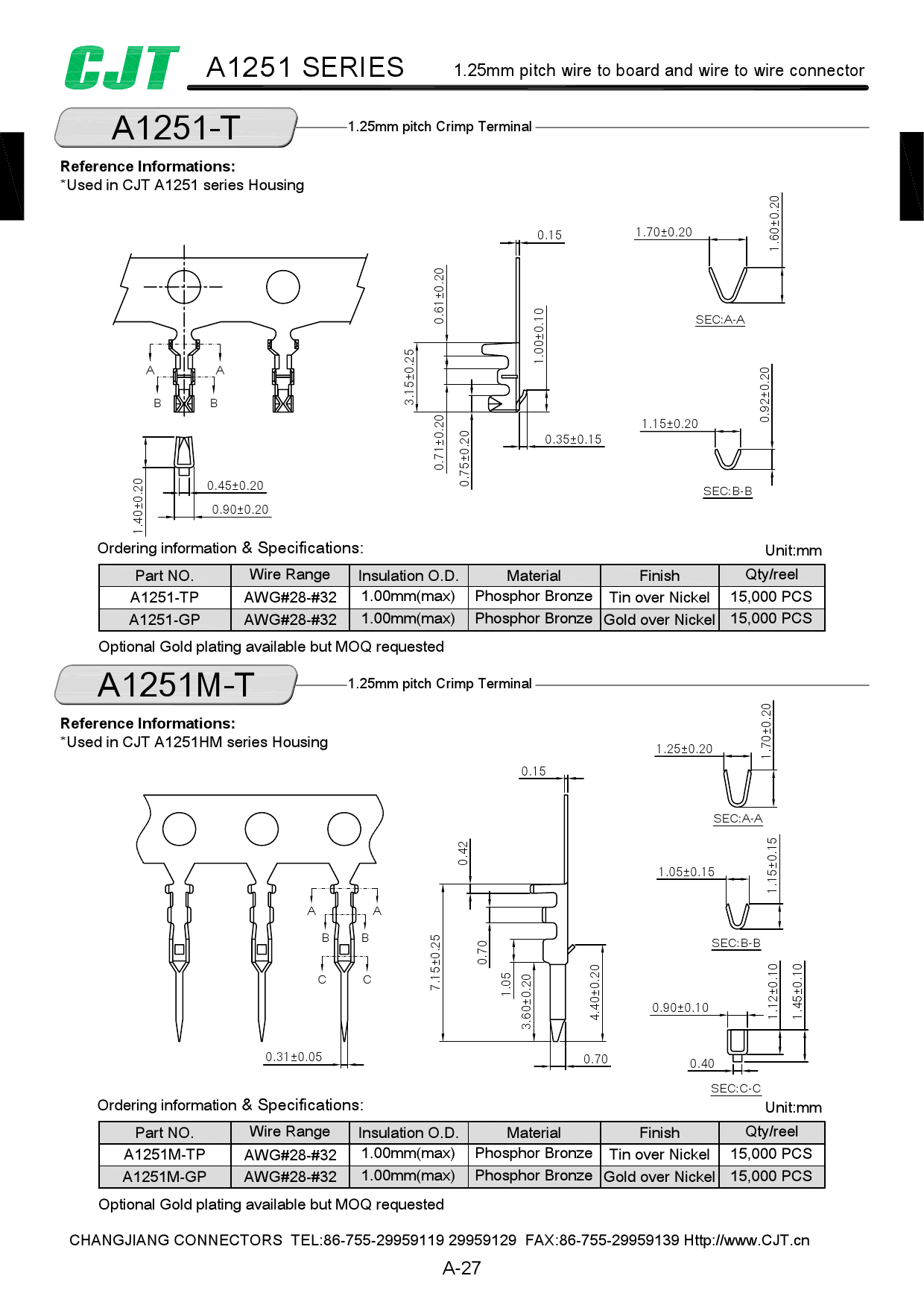 A1251WR-S-4P_（CJT(长江连接器)）A1251WR-S-4P中文资料_价格_PDF手册-立创电子商城