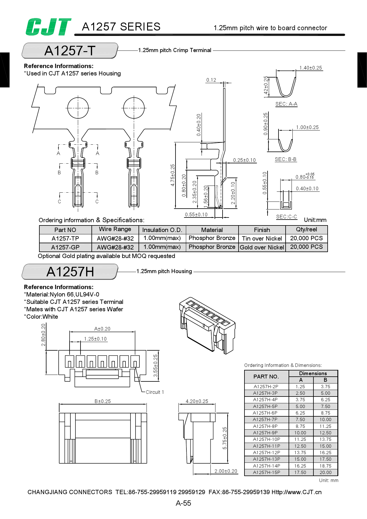 A1257WR-S-6P_（CJT(长江连接器)）A1257WR-S-6P中文资料_价格_PDF手册-立创电子商城