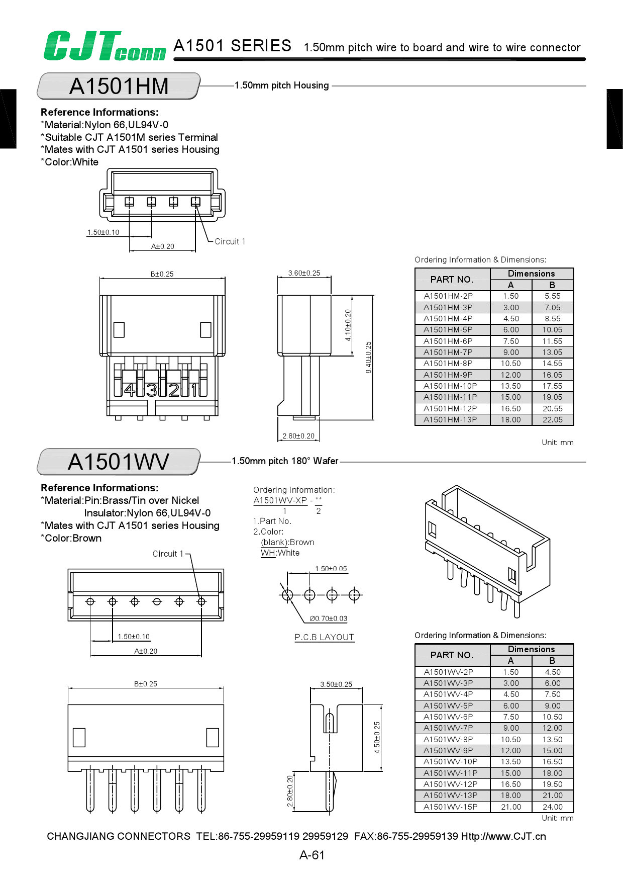 A1501WR-S-2P_（CJT(长江连接器)）A1501WR-S-2P中文资料_价格_PDF手册-立创电子商城
