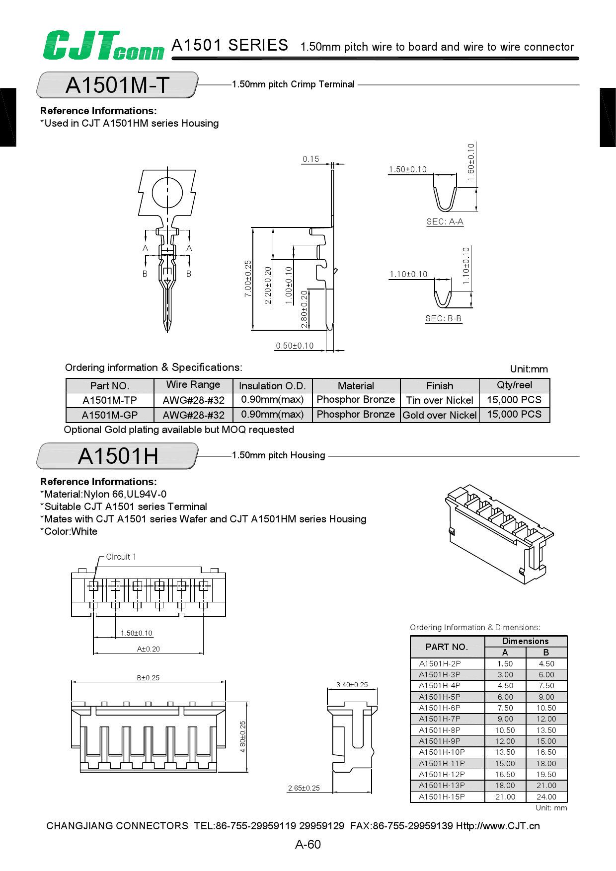 A1501WR-S-3P_（CJT(长江连接器)）A1501WR-S-3P中文资料_价格_PDF手册-立创电子商城
