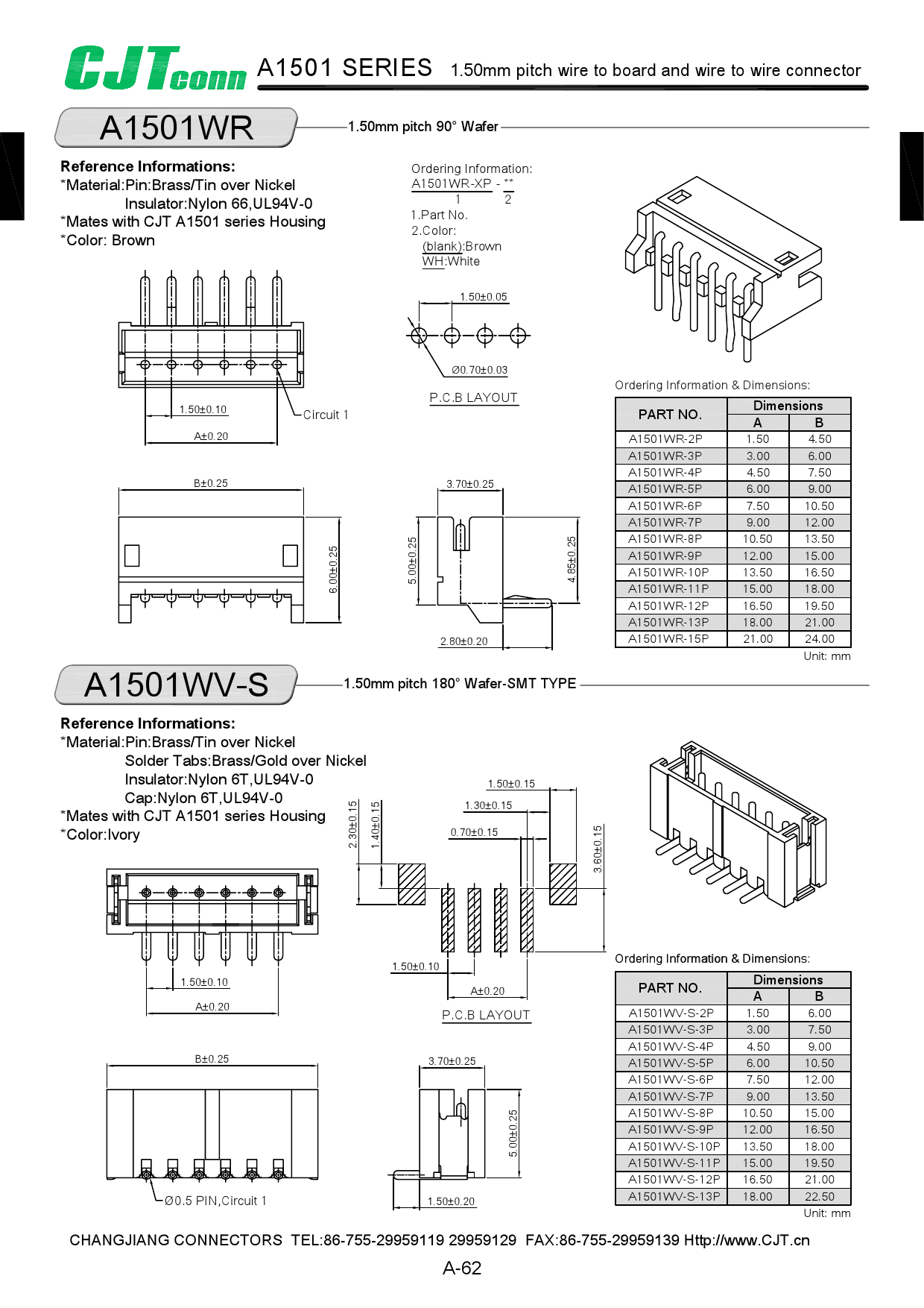 A1501WR-S-4P_（CJT(长江连接器)）A1501WR-S-4P中文资料_价格_PDF手册-立创电子商城