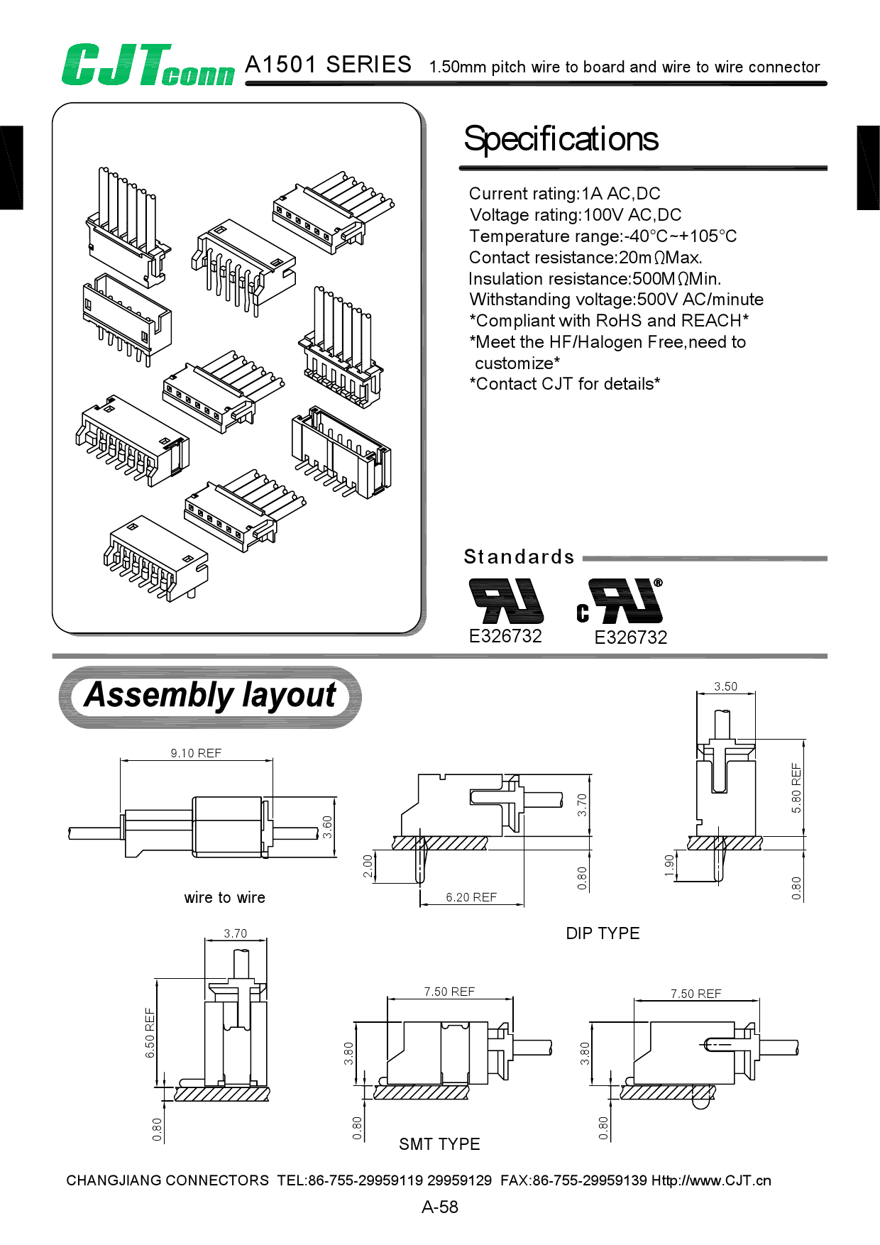 A1501WR-S-6P_（CJT(长江连接器)）A1501WR-S-6P中文资料_价格_PDF手册-立创电子商城