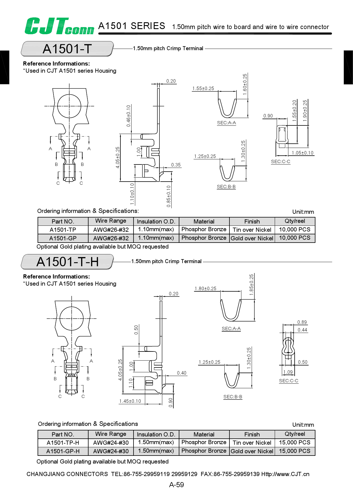 A1501WR-S-6P_（CJT(长江连接器)）A1501WR-S-6P中文资料_价格_PDF手册-立创电子商城