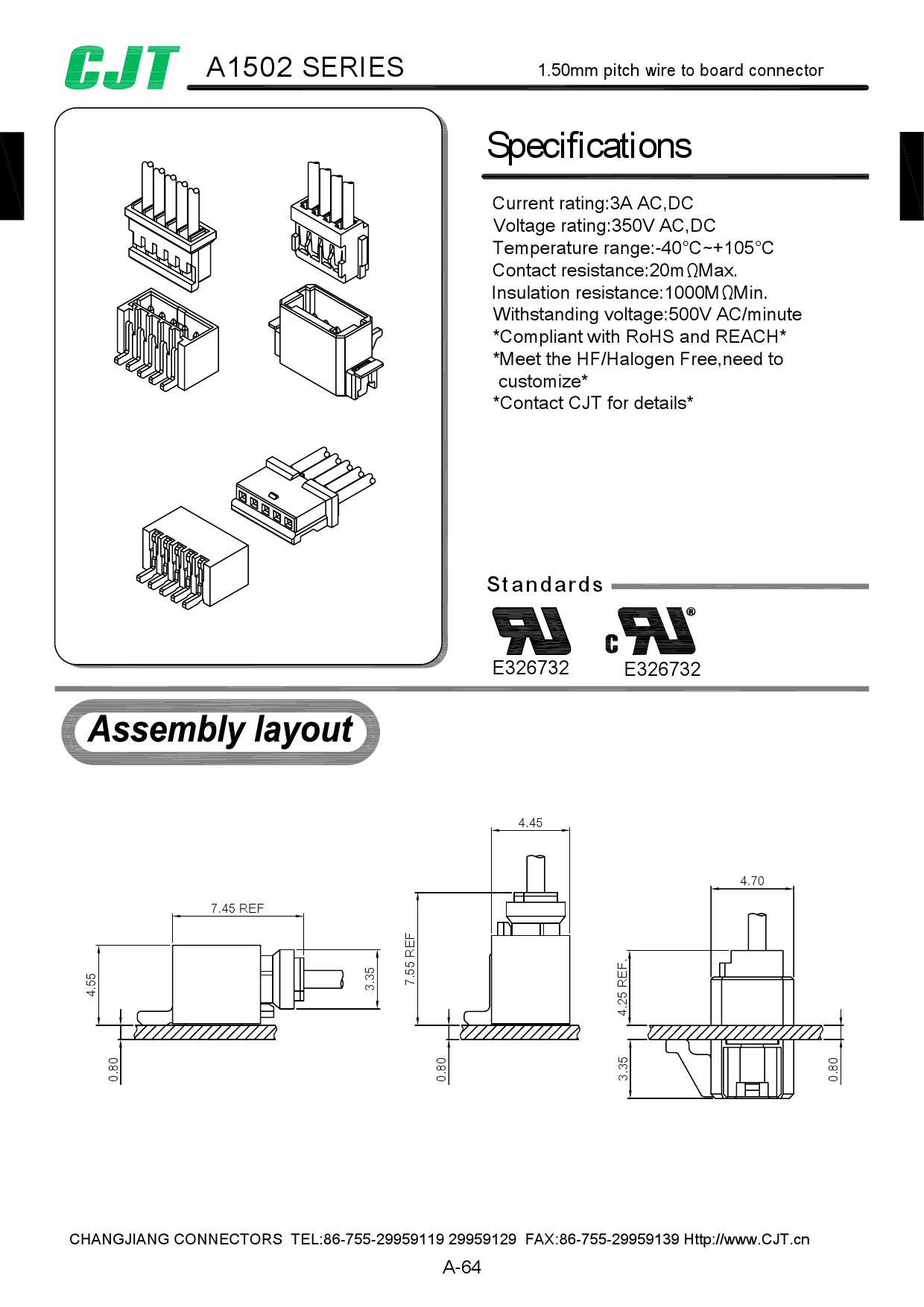 A1502WV-S-6P_（CJT(长江连接器)）A1502WV-S-6P中文资料_价格_PDF手册-立创电子商城
