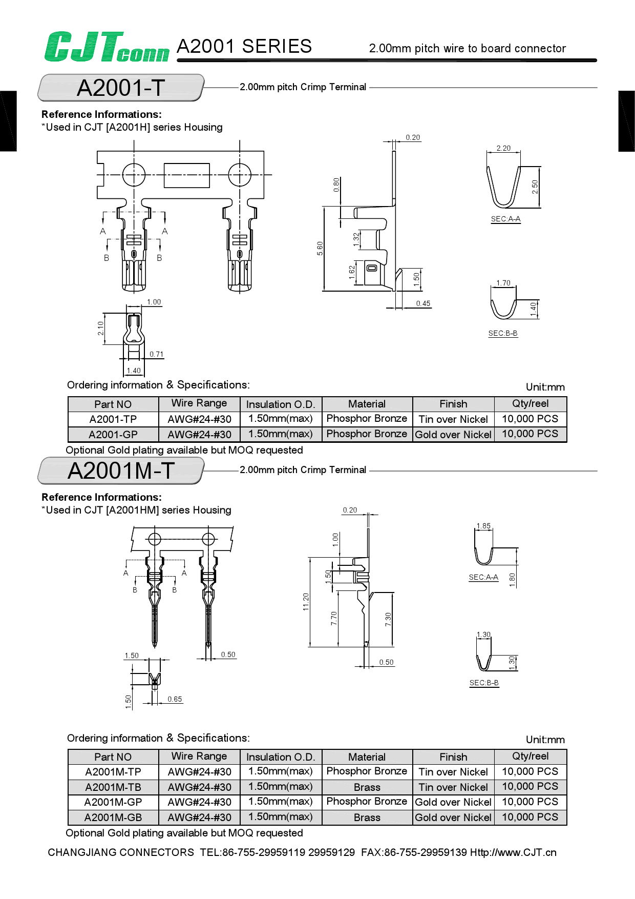 A2001WV-4P_（CJT(长江连接器)）A2001WV-4P中文资料_价格_PDF手册-立创电子商城