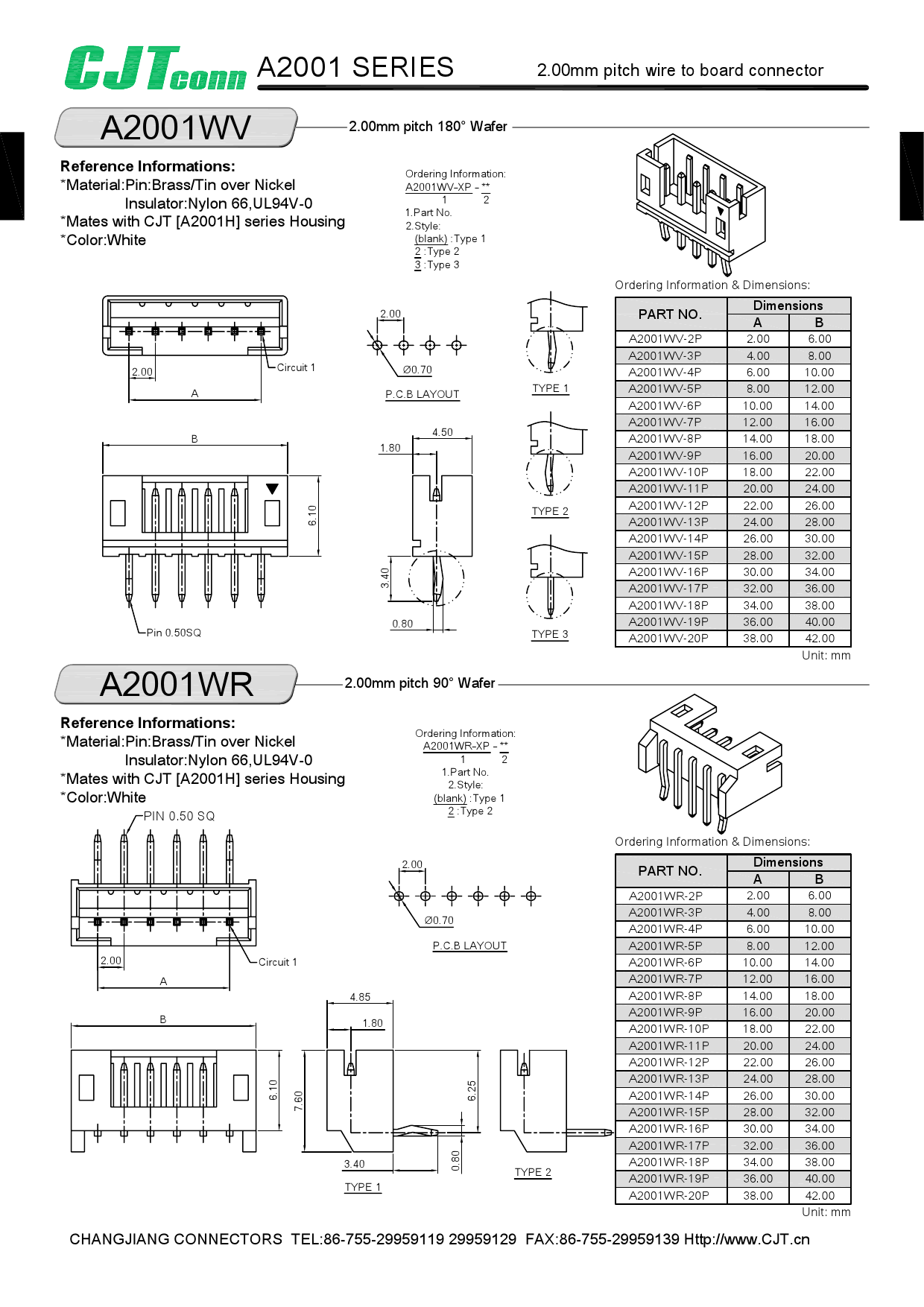 A2001WV-4P_（CJT(长江连接器)）A2001WV-4P中文资料_价格_PDF手册-立创电子商城