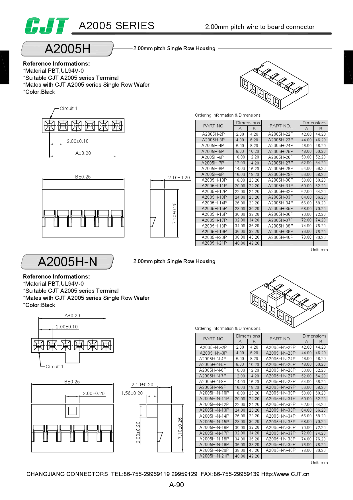A2005WV-2x3P_（CJT(长江连接器)）A2005WV-2x3P中文资料_价格_PDF手册-立创电子商城