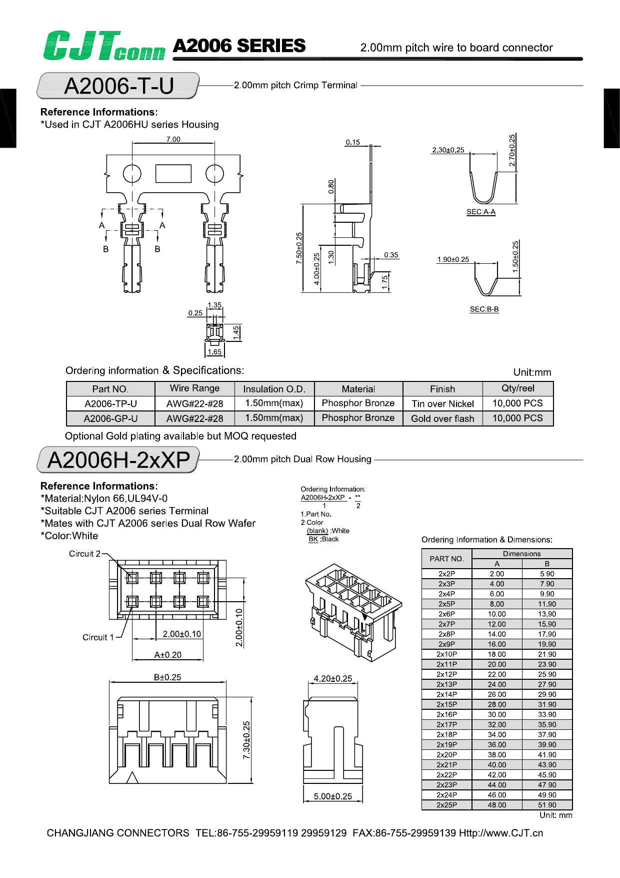 A2006WR-2x5P_（CJT(长江连接器)）A2006WR-2x5P中文资料_价格_PDF手册-立创电子商城