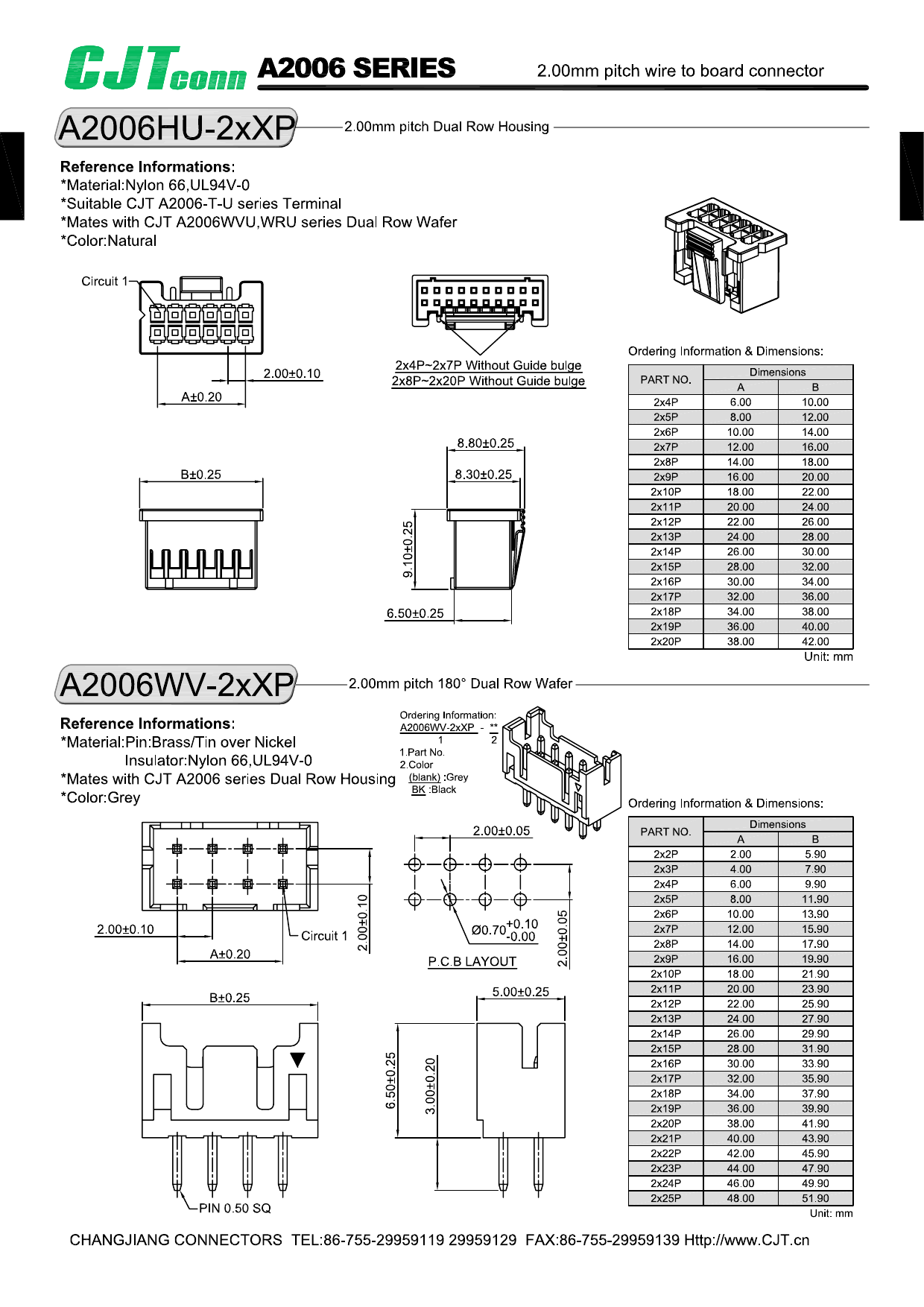 A2006WR-2x6P_（CJT(长江连接器)）A2006WR-2x6P中文资料_价格_PDF手册-立创电子商城