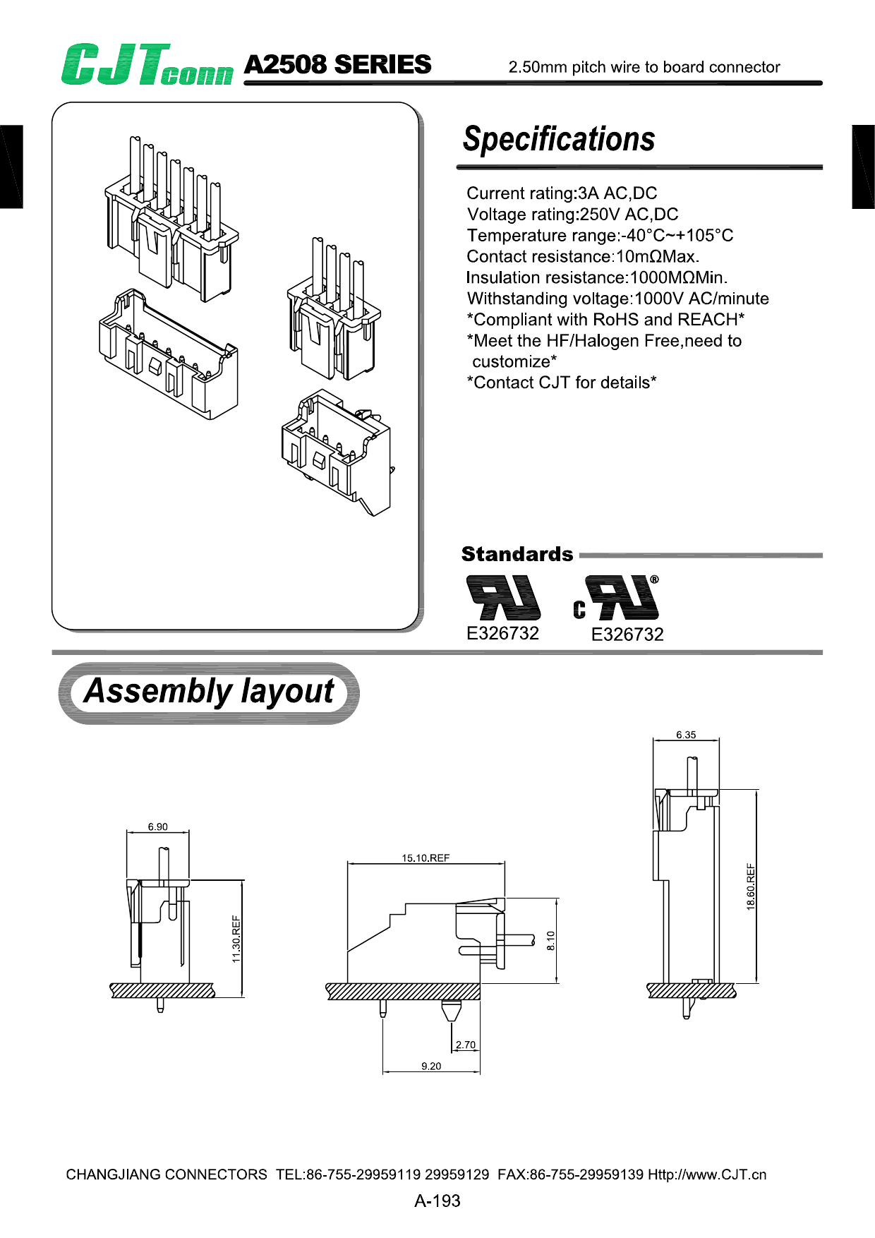 A2508WV-4P_（CJT(长江连接器)）A2508WV-4P中文资料_价格_PDF手册-立创电子商城