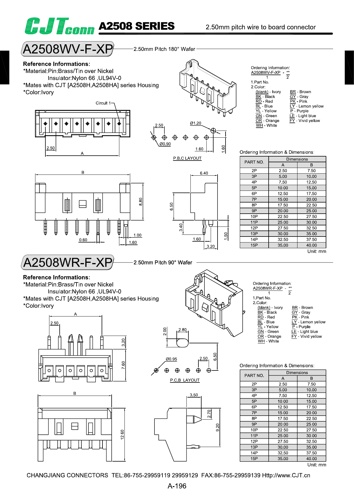 A2508WR-3P_（CJT(长江连接器)）A2508WR-3P中文资料_价格_PDF手册-立创电子商城