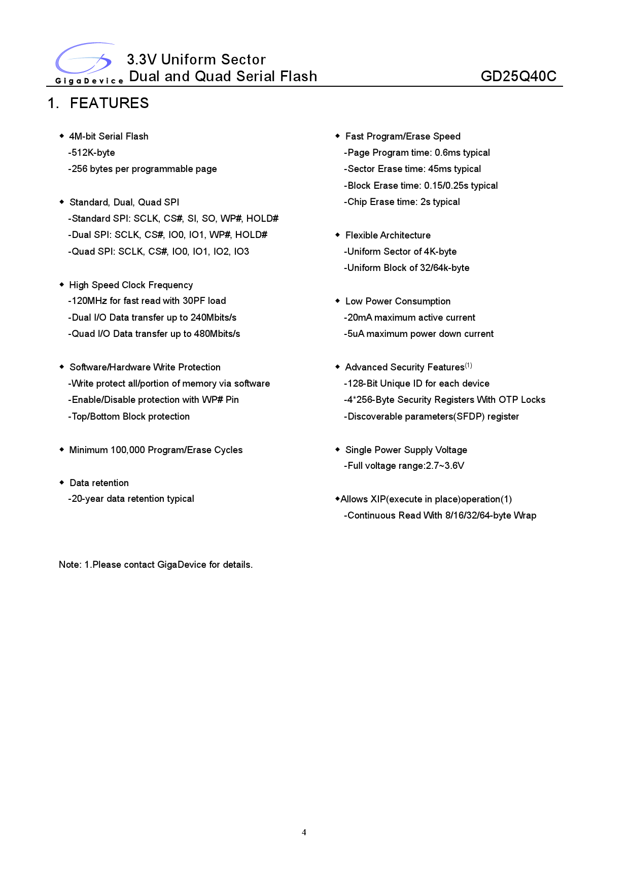 GD25Q40CTIG_（GigaDevice(兆易创新)）GD25Q40CTIG中文资料_价格_PDF手册-立创电子商城