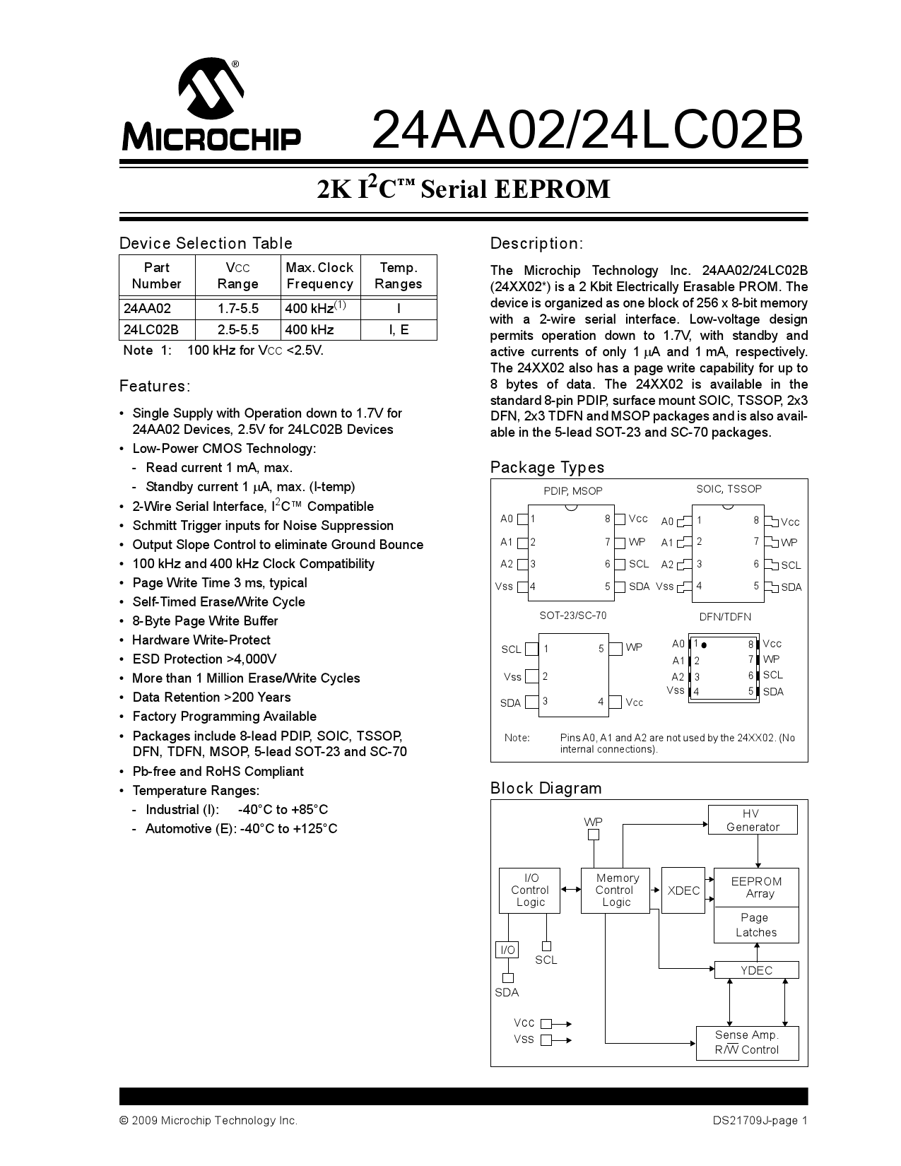 24LC02B-E/SN_（MICROCHIP(美国微芯)）24LC02B-E/SN中文资料_价格_PDF手册-立创电子商城
