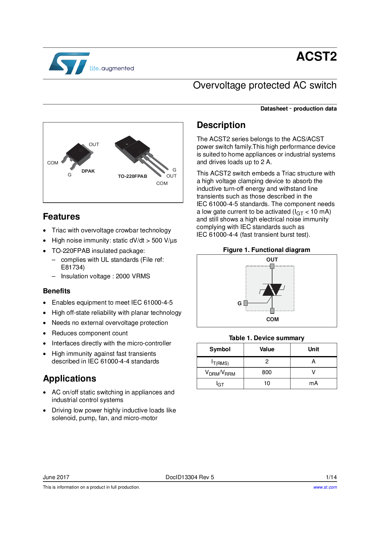 ACST210-8BTR_（ST(意法半导体)）ACST210-8BTR中文资料_价格_PDF手册-立创电子商城
