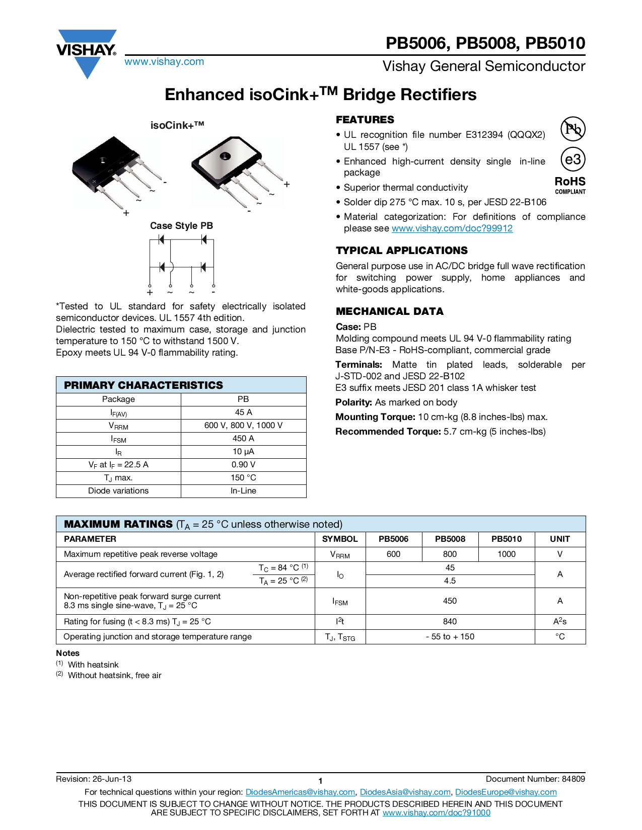 PB5010-E3/45_（VISHAY(威世)）PB5010-E3/45中文资料_价格_PDF手册-立创电子商城
