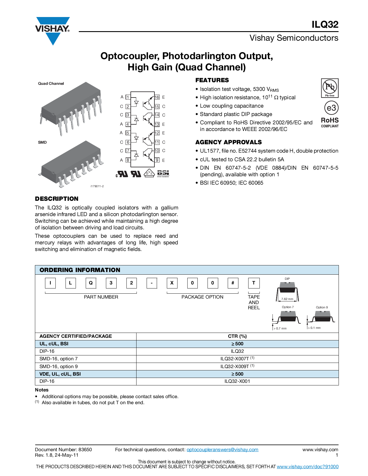 ILQ32-X009_（VISHAY(威世)）ILQ32-X009中文资料_价格_PDF手册-立创电子商城