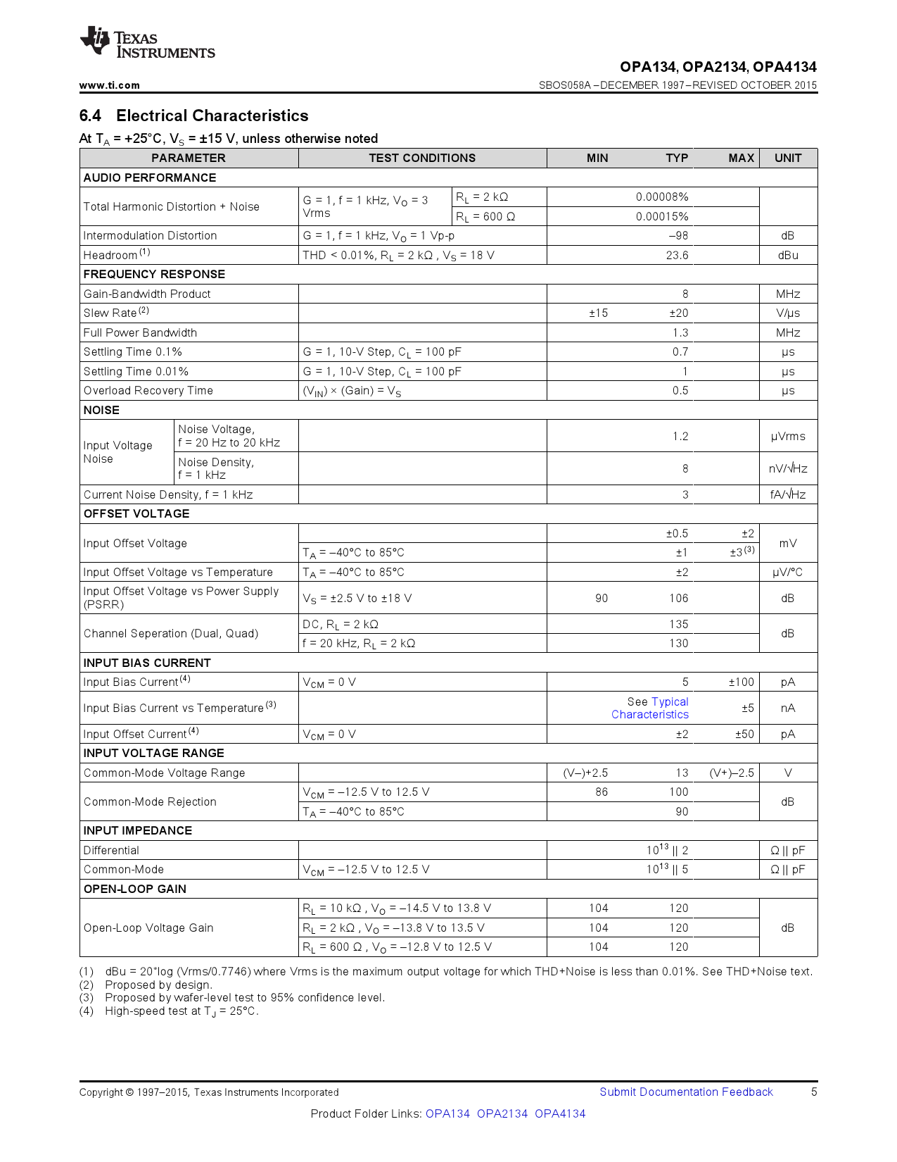 OPA134UA_（TI(德州仪器)）OPA134UA中文资料_价格_PDF手册-立创电子商城