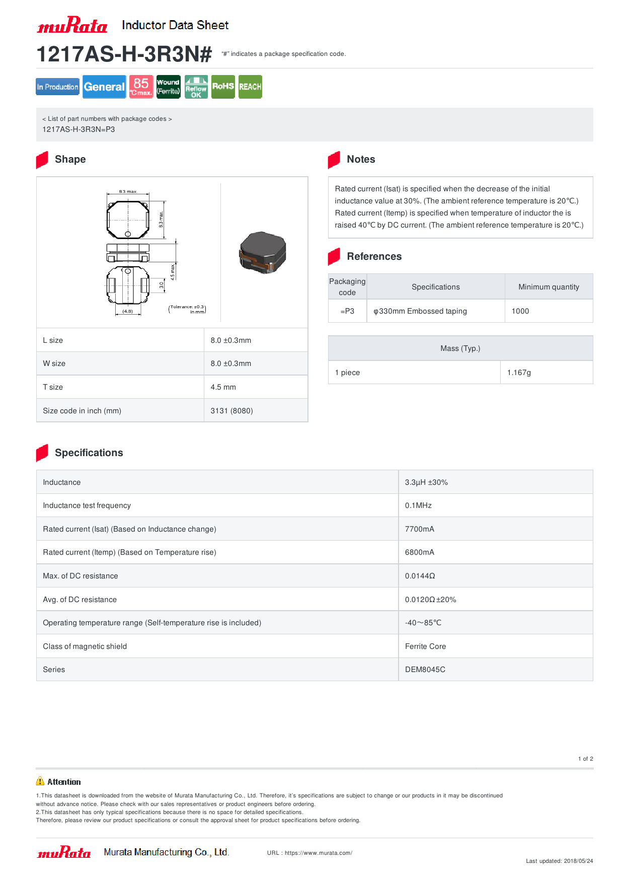 1217AS-H-3R3N=P3_（muRata(村田)）1217AS-H-3R3N=P3中文资料_价格_PDF手册-立创电子商城