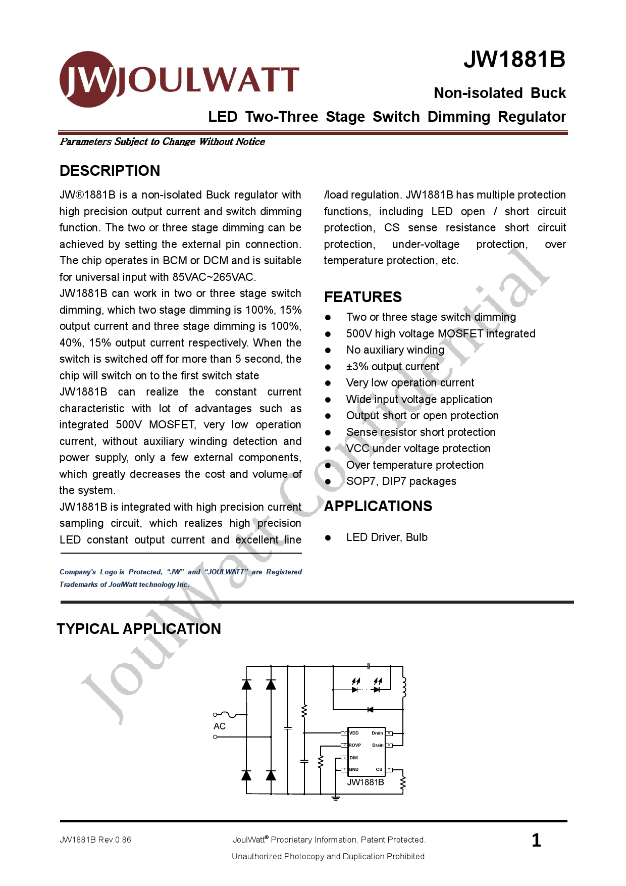 JW1881B_（Joulwatt(杰华特)）JW1881B中文资料_价格_PDF手册-立创电子商城