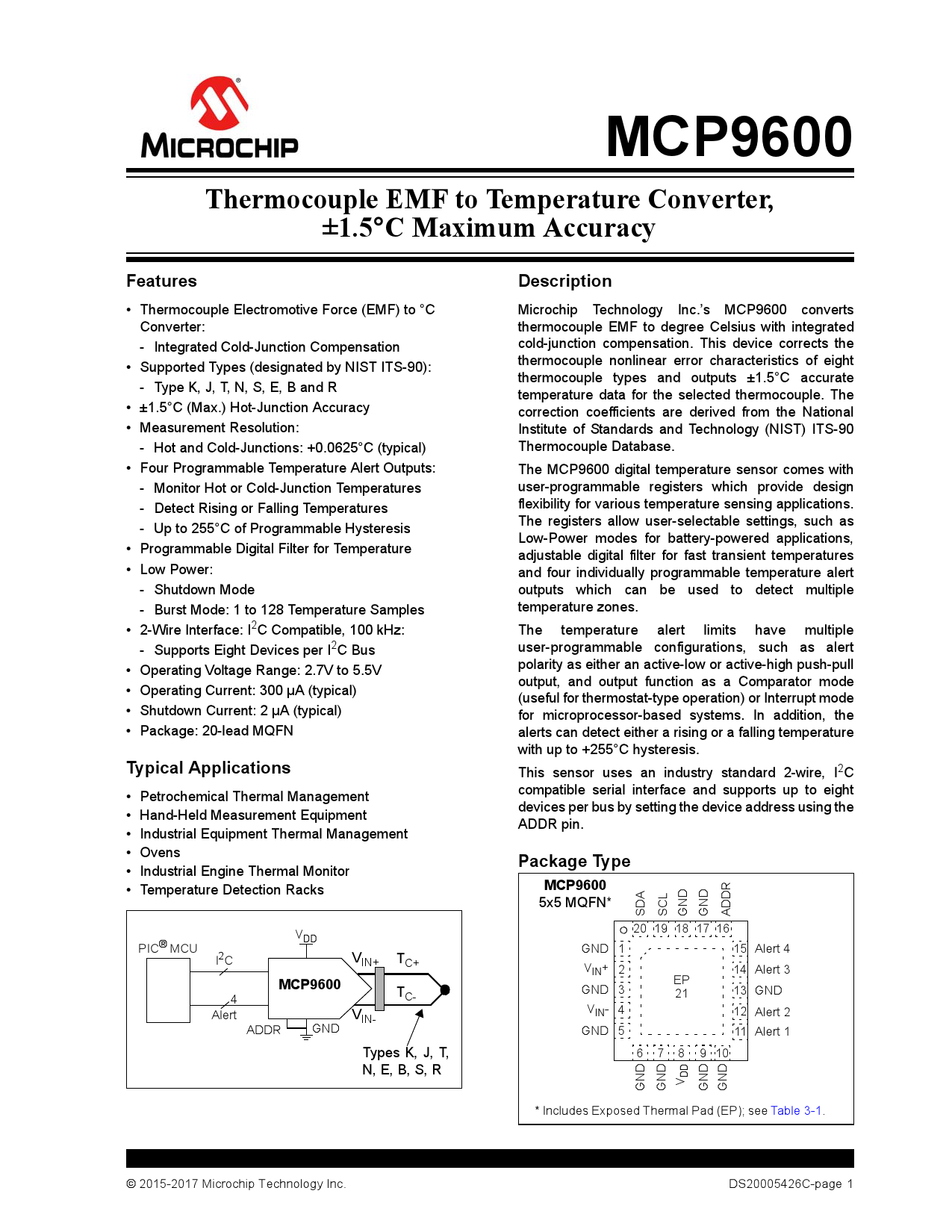 MCP9600-E/MX_（MICROCHIP(美国微芯)）MCP9600-E/MX中文资料_价格_PDF手册-立创电子商城