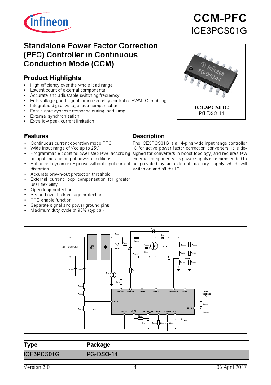 ICE3PCS01G_（Infineon(英飞凌)）ICE3PCS01G中文资料_价格_PDF手册-立创电子商城