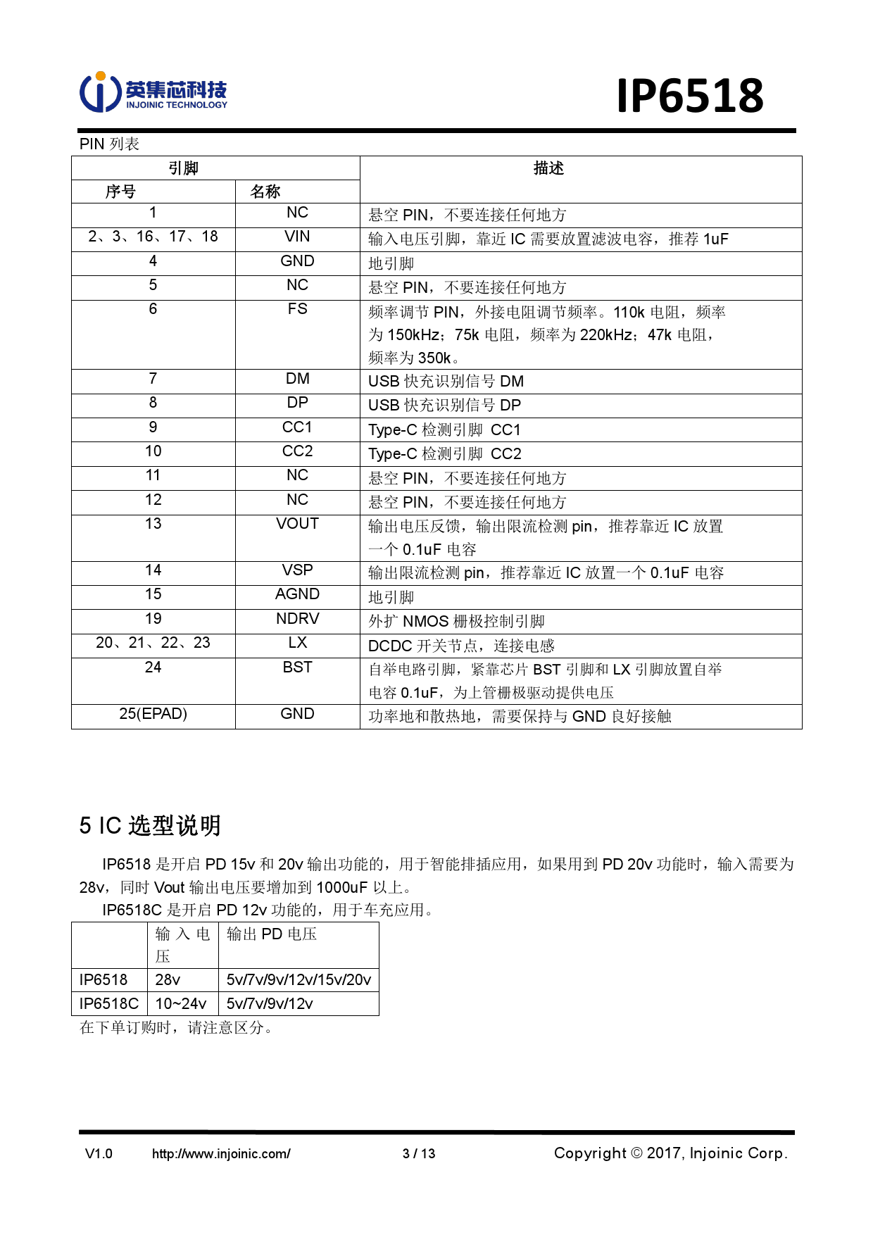 IP6518C_（INJOINIC(英集芯)）IP6518C中文资料_价格_PDF手册-立创电子商城