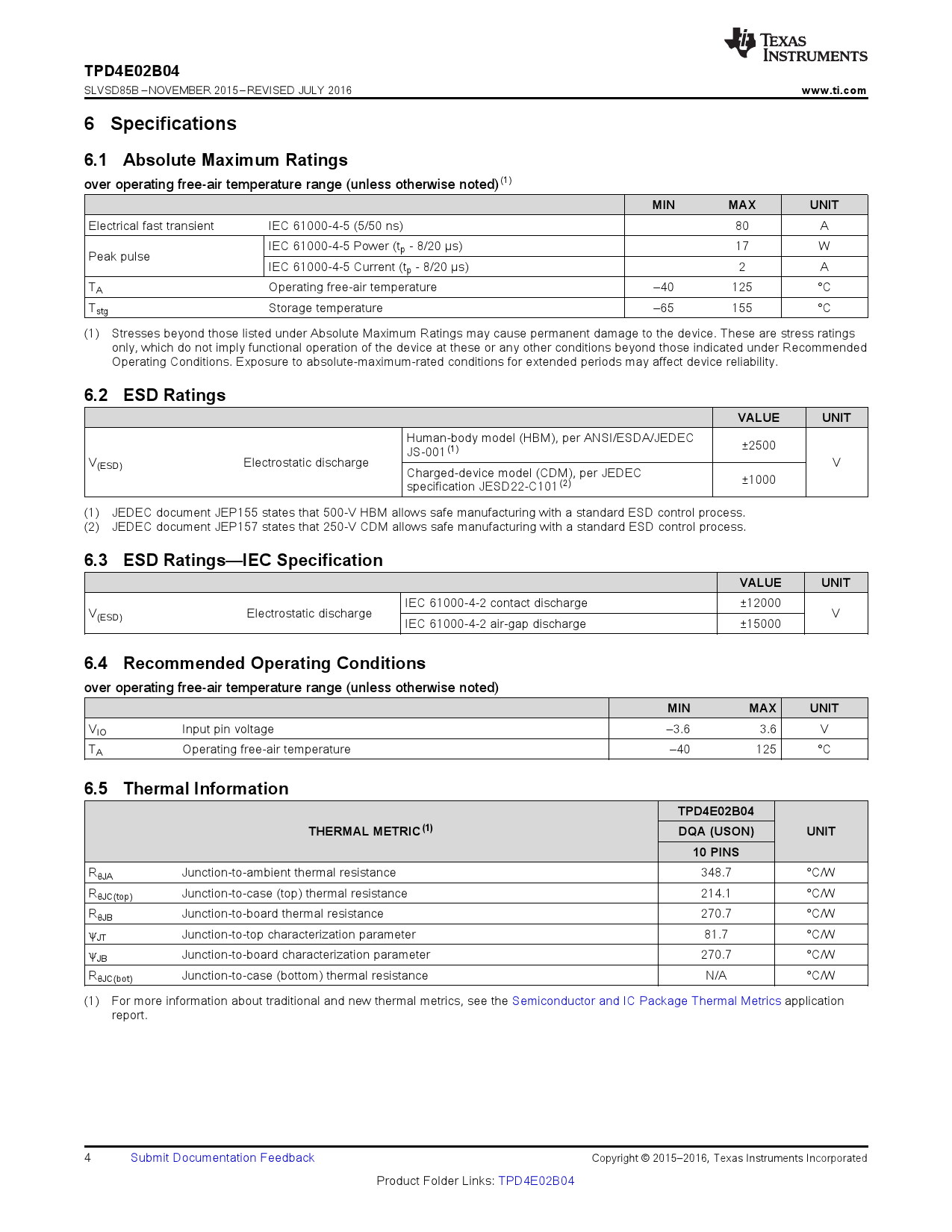 TPD4E02B04DQAR_（TI(德州仪器)）TPD4E02B04DQAR中文资料_价格_PDF手册-立创电子商城