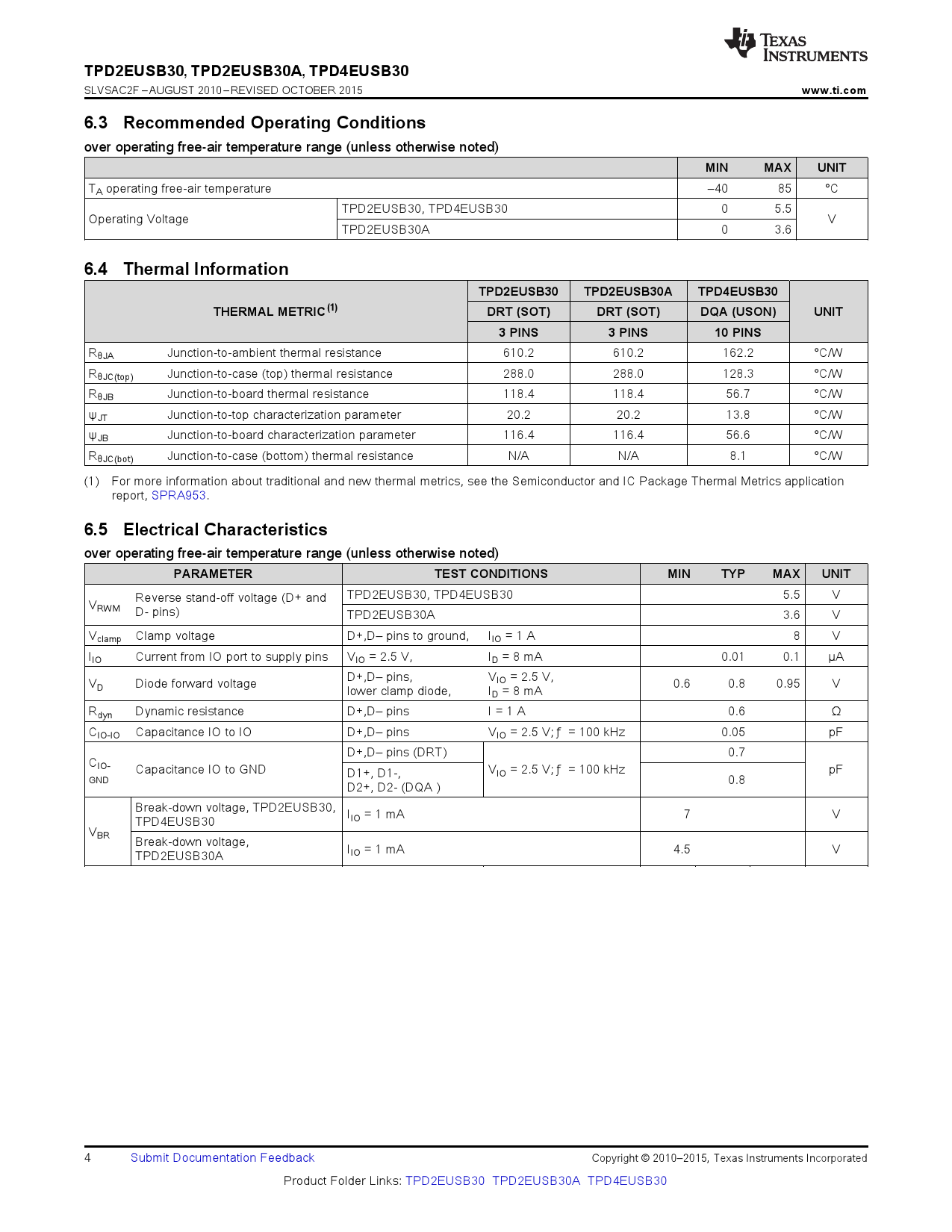 TPD2EUSB30DRTR_（TI(德州仪器)）TPD2EUSB30DRTR中文资料_价格_PDF手册-立创电子商城