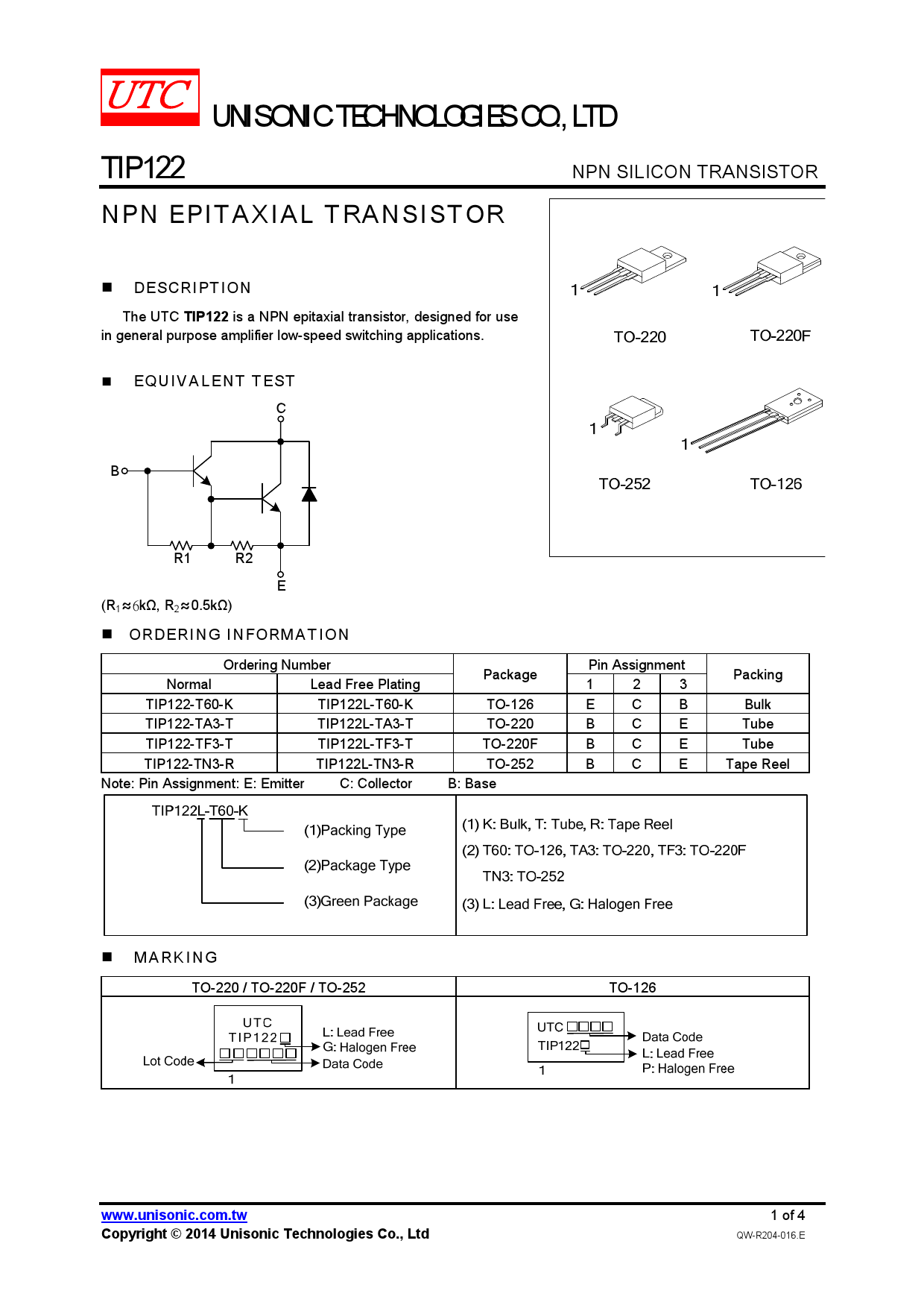 TIP122L-TA3-T_（UTC(友顺)）TIP122L-TA3-T中文资料_价格_PDF手册-立创电子商城