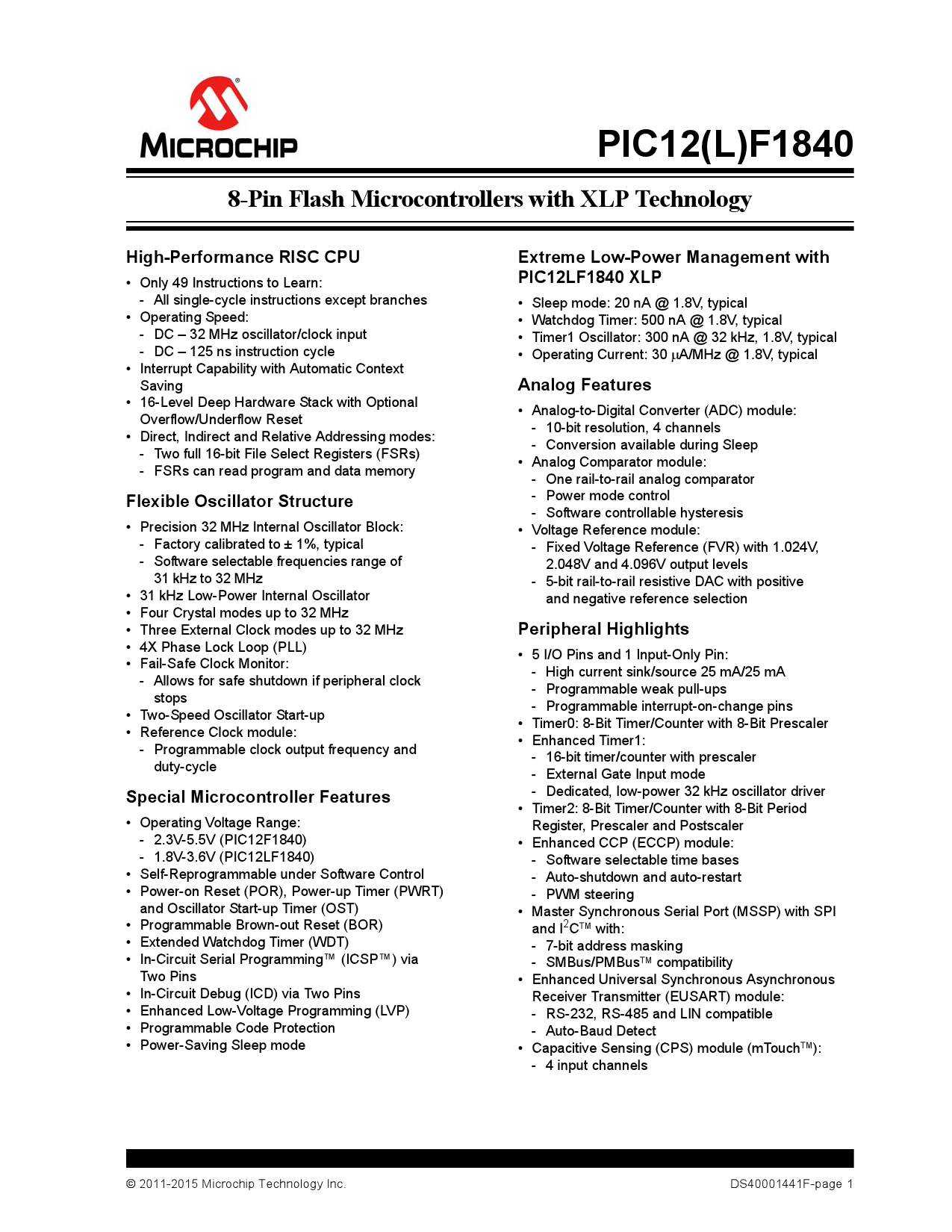 PIC12F1840-I/SN_（MICROCHIP(美国微芯)）PIC12F1840-I/SN中文资料_价格_PDF手册-立创电子商城