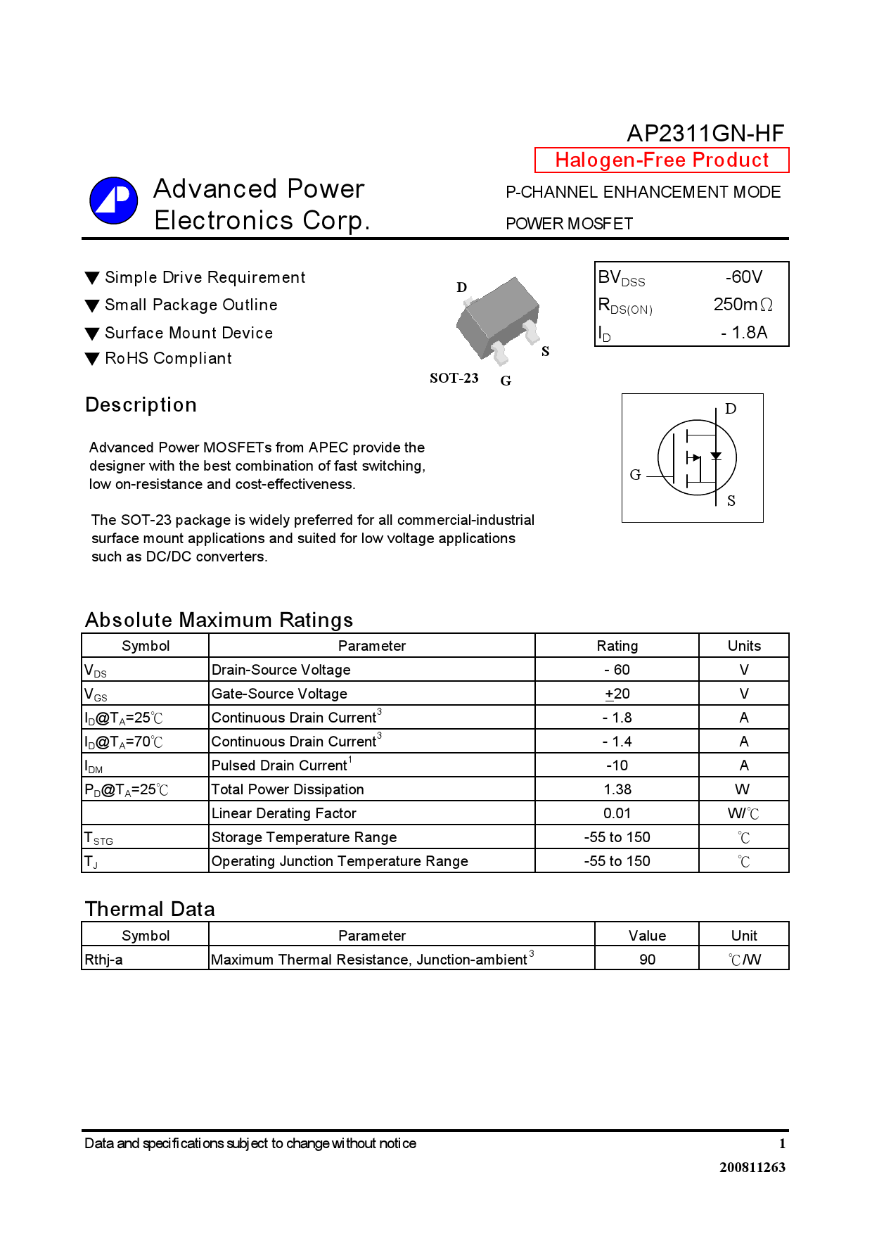 AP2311GN_（APEC(富鼎)）AP2311GN中文资料_价格_PDF手册-立创电子商城