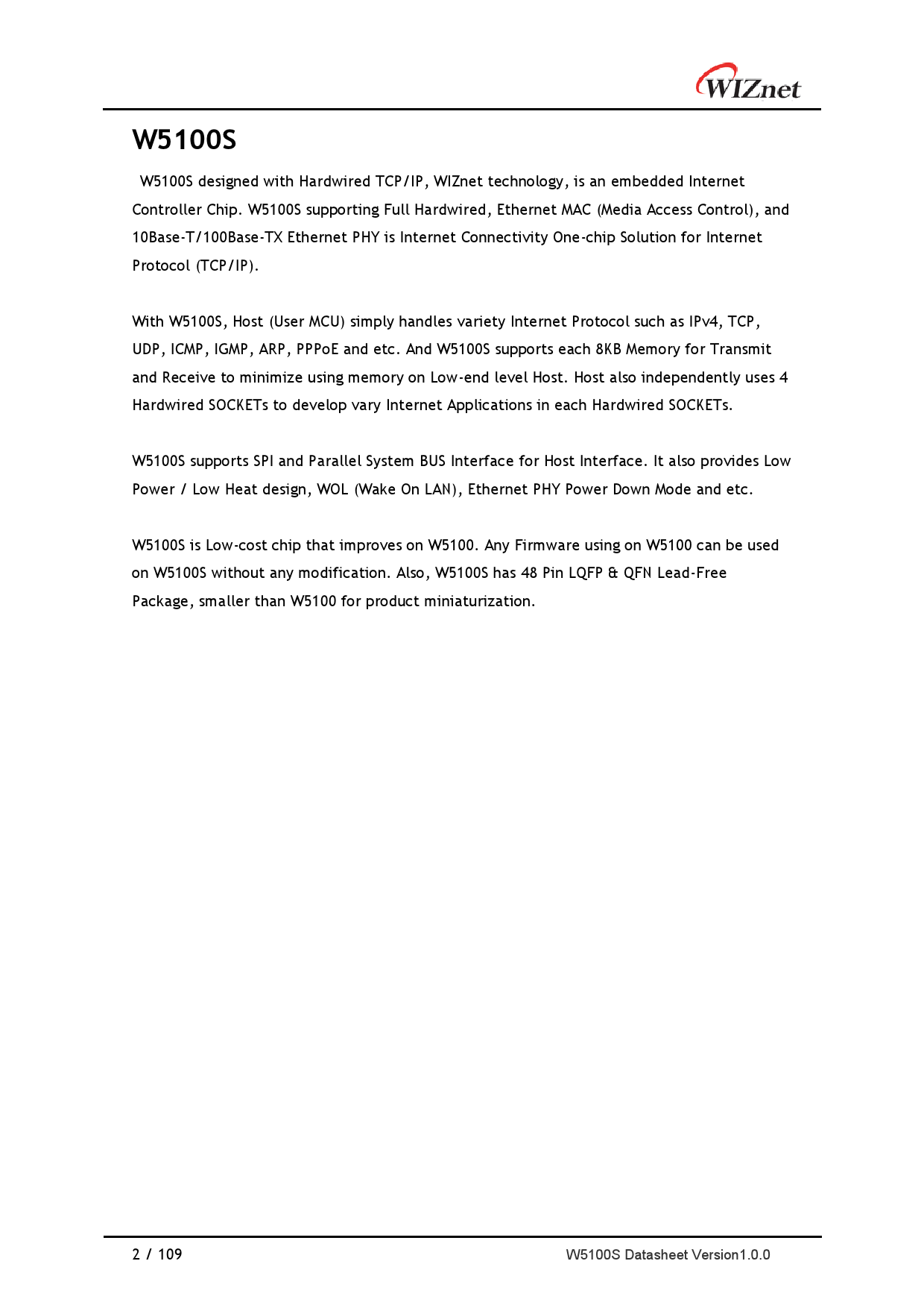W5100S-L_（WIZNET）W5100S-L中文资料_价格_PDF手册-立创电子商城