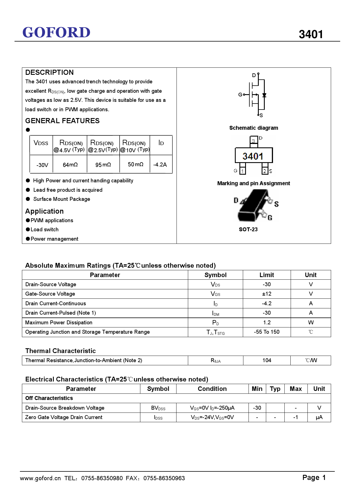 3401_（GOFORD(谷峰)）3401中文资料_价格_PDF手册-立创电子商城