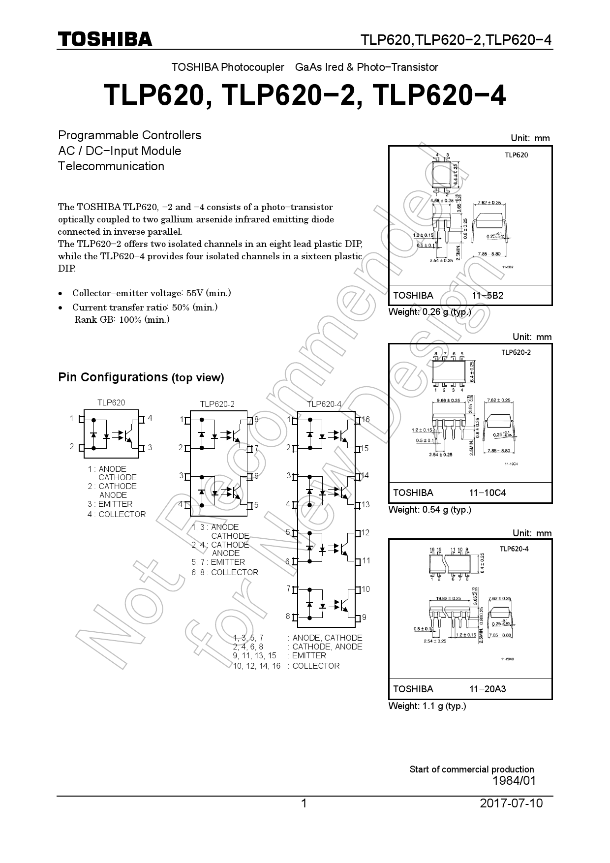 TLP620(GB,F)_（TOSHIBA(东芝)）TLP620(GB,F)中文资料_价格_PDF手册-立创电子商城