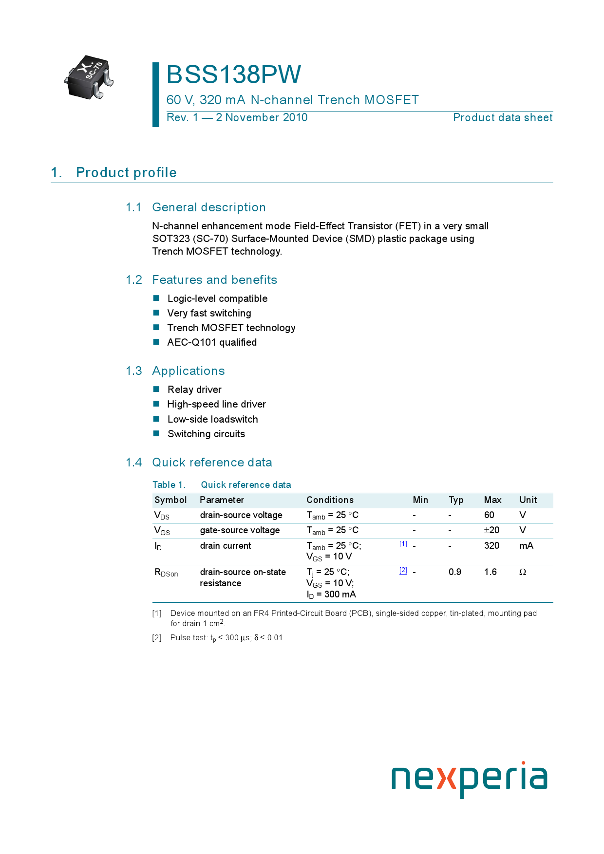 BSS138PW,115_（Nexperia(安世)）BSS138PW,115中文资料_价格_PDF手册-立创电子商城