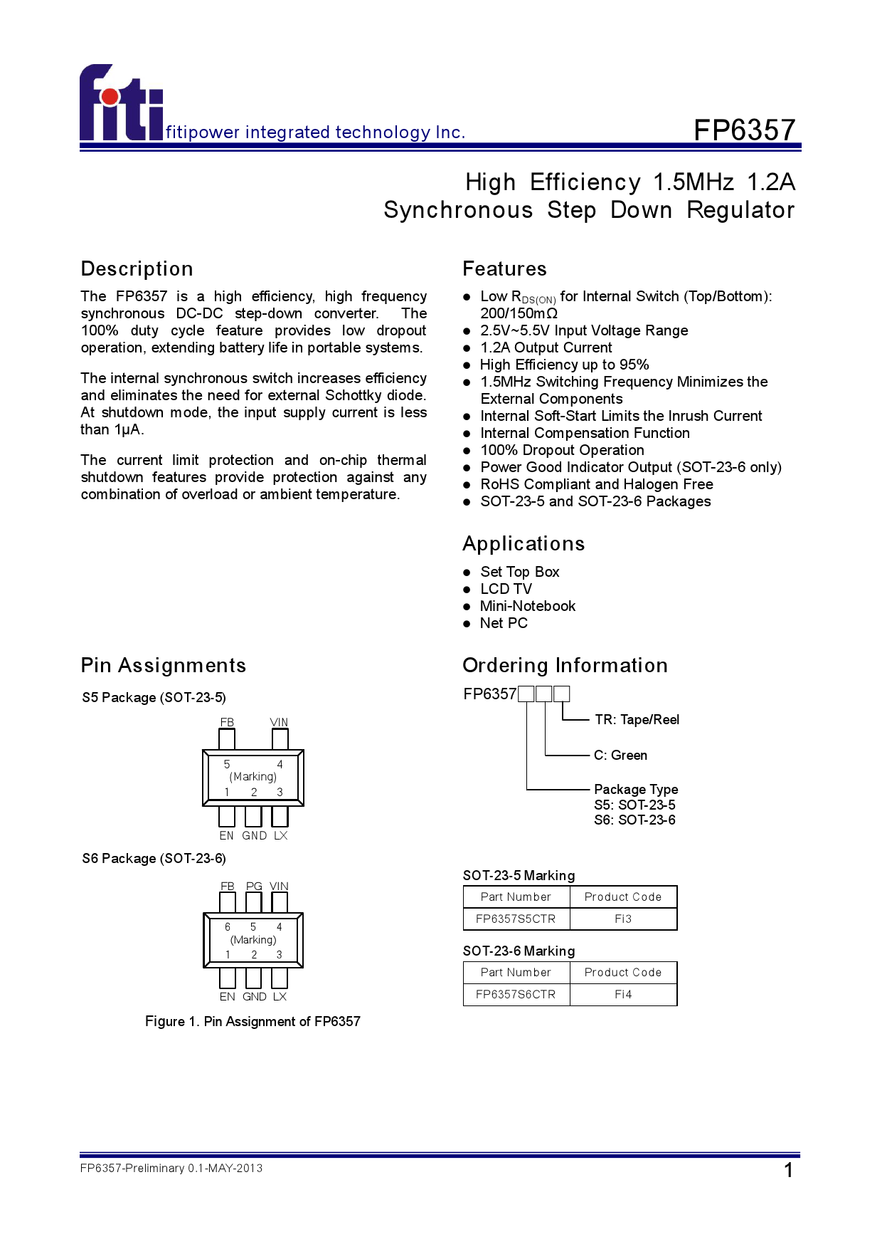 FP6357S5CTR_（FITIPOWER(天钰)）FP6357S5CTR中文资料_价格_PDF手册-立创电子商城