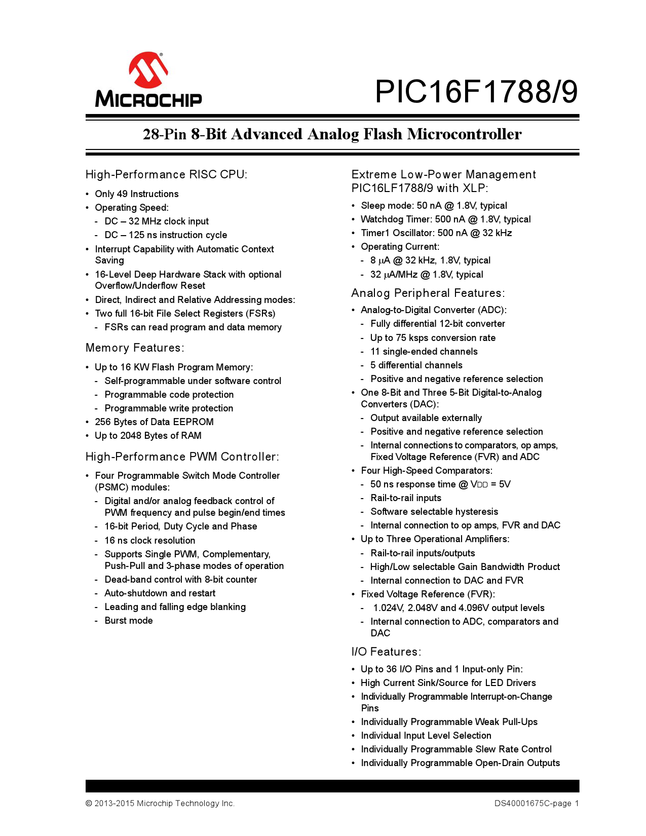 PIC16F1788-I/ML_（MICROCHIP(美国微芯)）PIC16F1788-I/ML中文资料_价格_PDF手册-立创电子商城