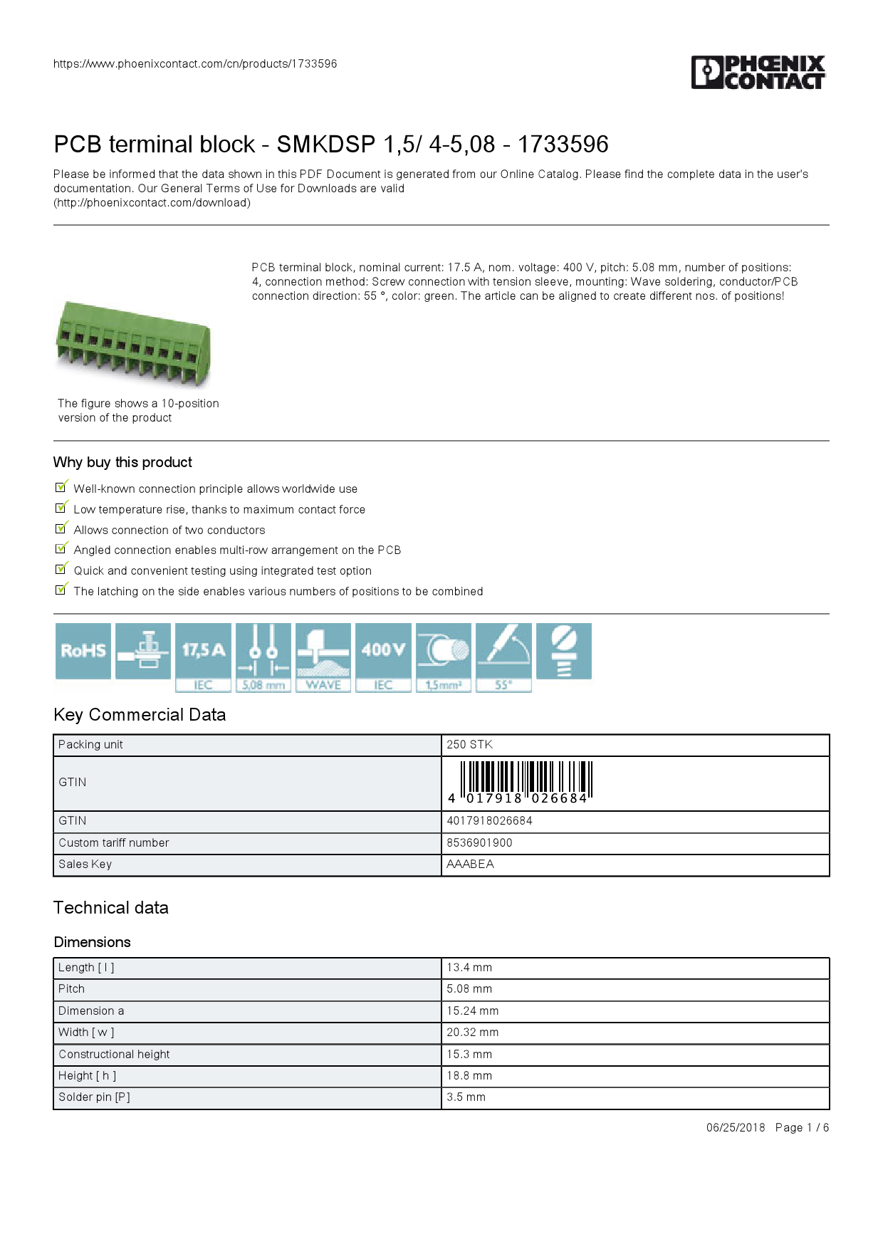 1733596_（Phoenix Contact(菲尼克斯)）1733596中文资料_价格_PDF手册-立创电子商城