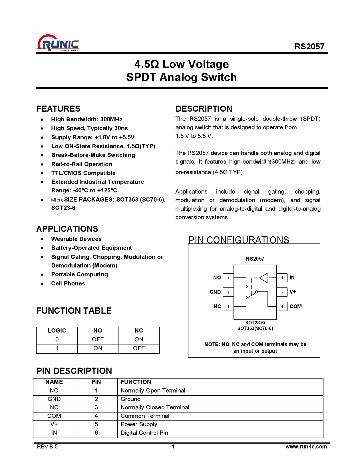 RS2057XC6_（RUNIC(润石)）RS2057XC6中文资料_价格_PDF手册-立创电子商城