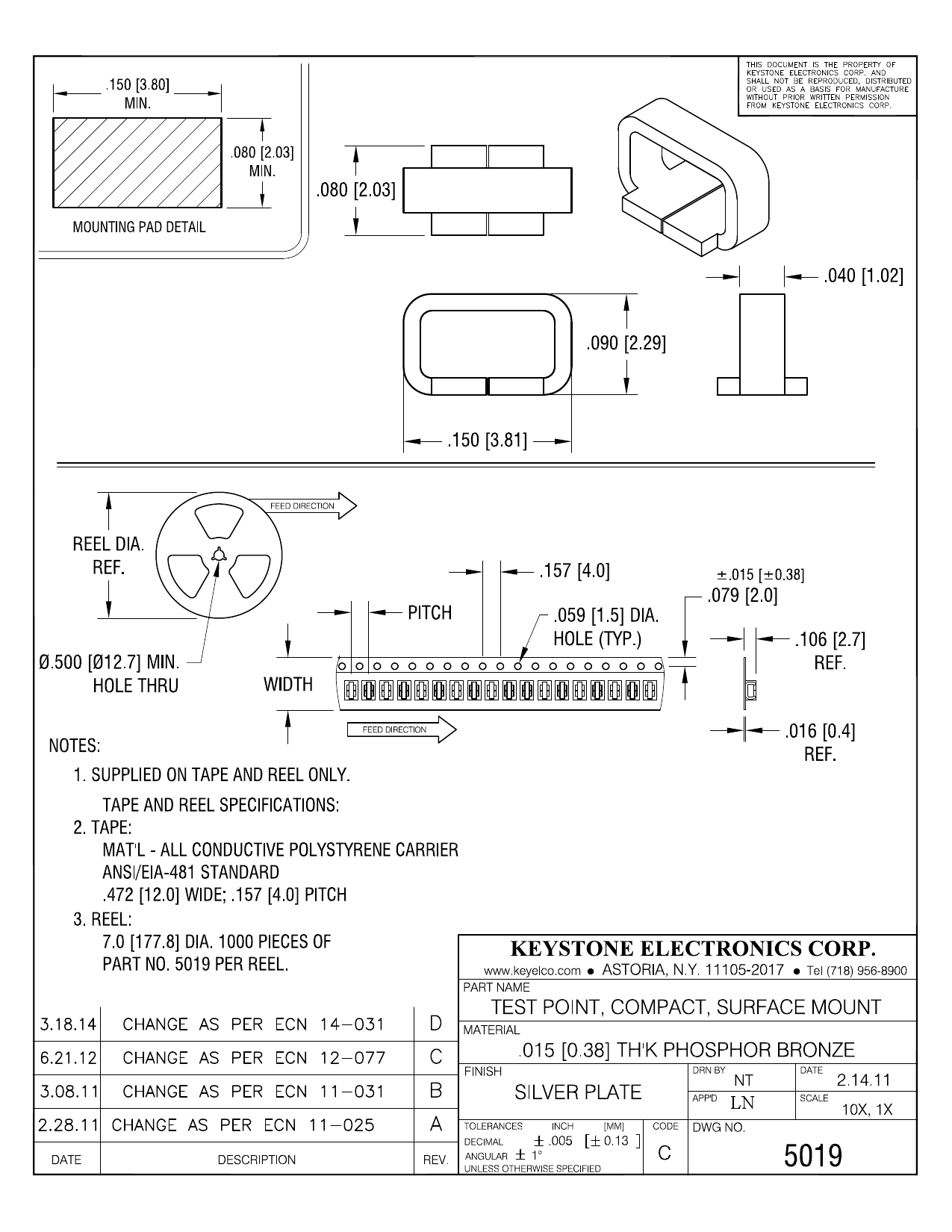 5019_（Keystone）5019中文资料_价格_PDF手册-立创电子商城