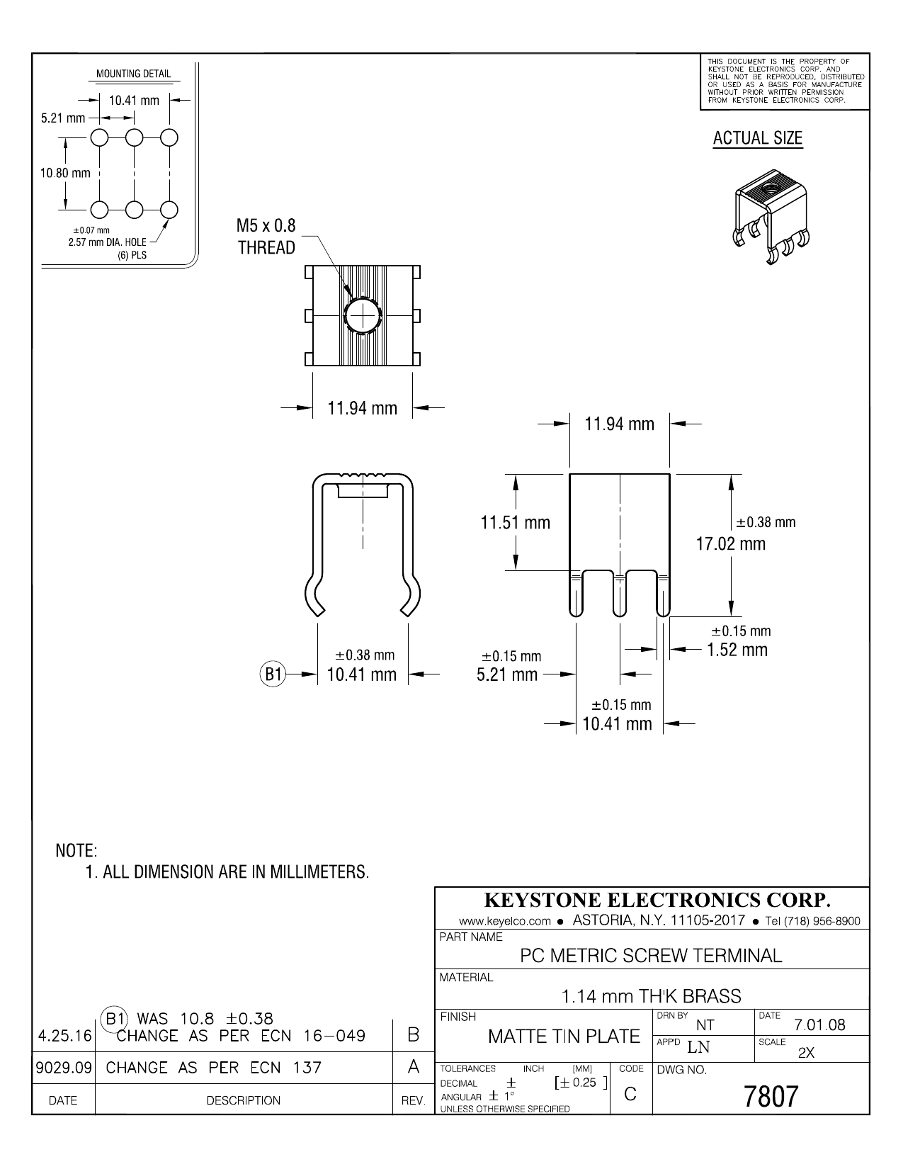 7807_（Keystone）7807中文资料_价格_PDF手册-立创电子商城