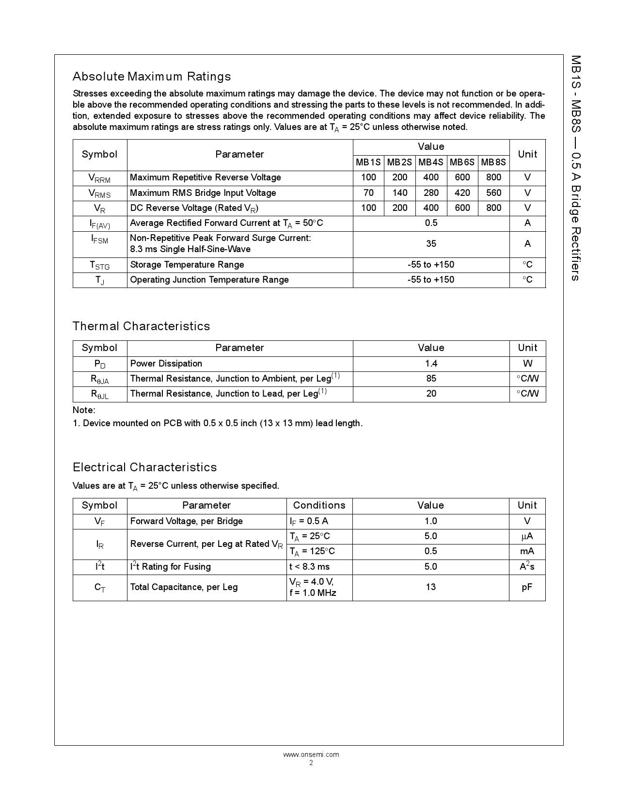 MB4S_（onsemi(安森美)）MB4S中文资料_价格_PDF手册-立创电子商城