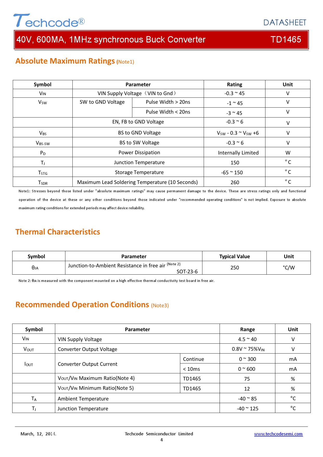 TD1465_（Techcode(泰德)）TD1465中文资料_价格_PDF手册-立创电子商城