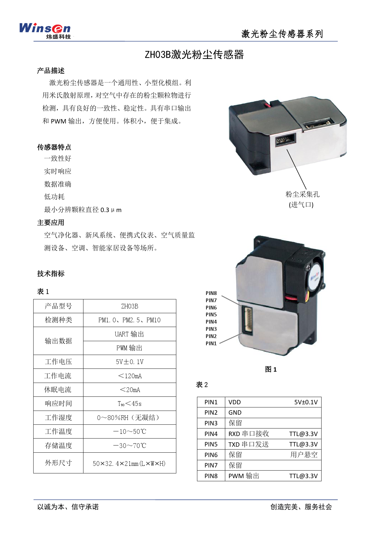 ZH03B_（Winsen(炜盛)）ZH03B中文资料_价格_PDF手册-立创电子商城