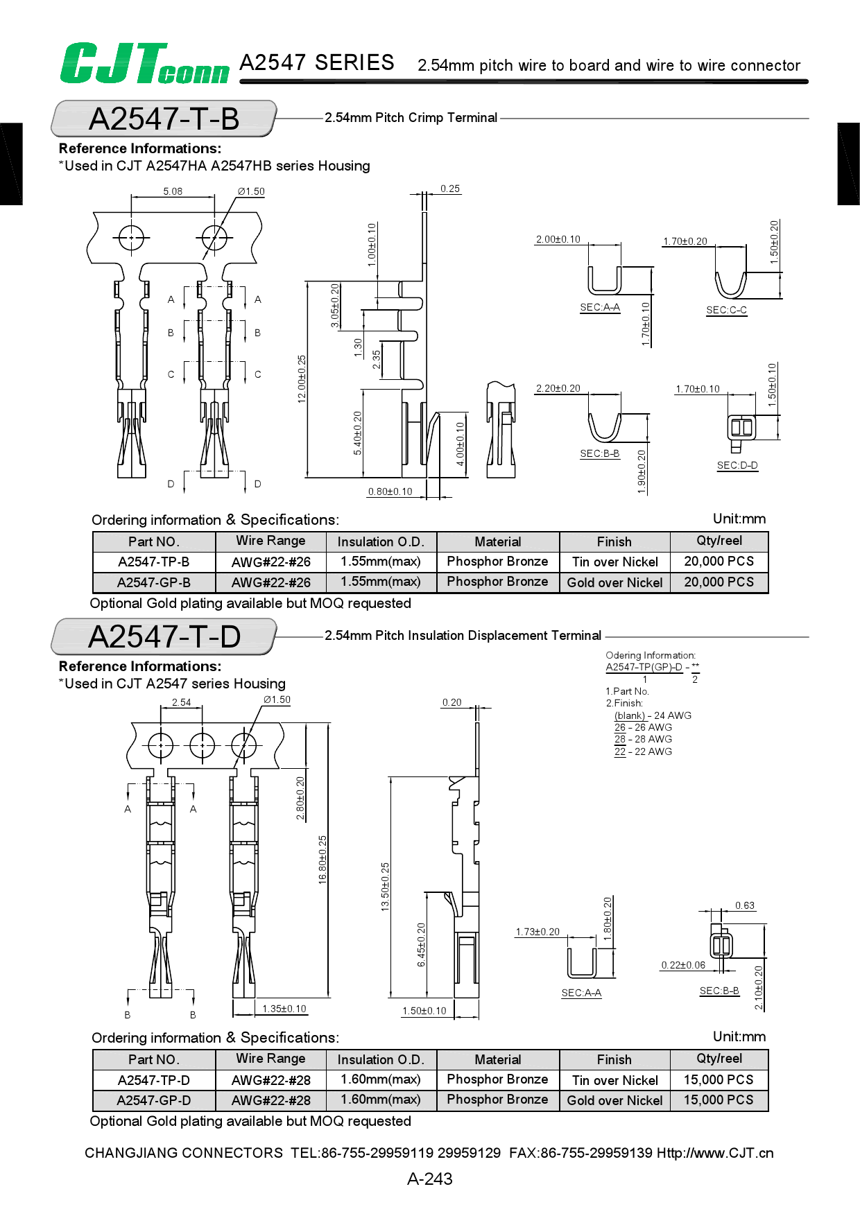 A2547WV-2P_（CJT(长江连接器)）A2547WV-2P中文资料_价格_PDF手册-立创电子商城