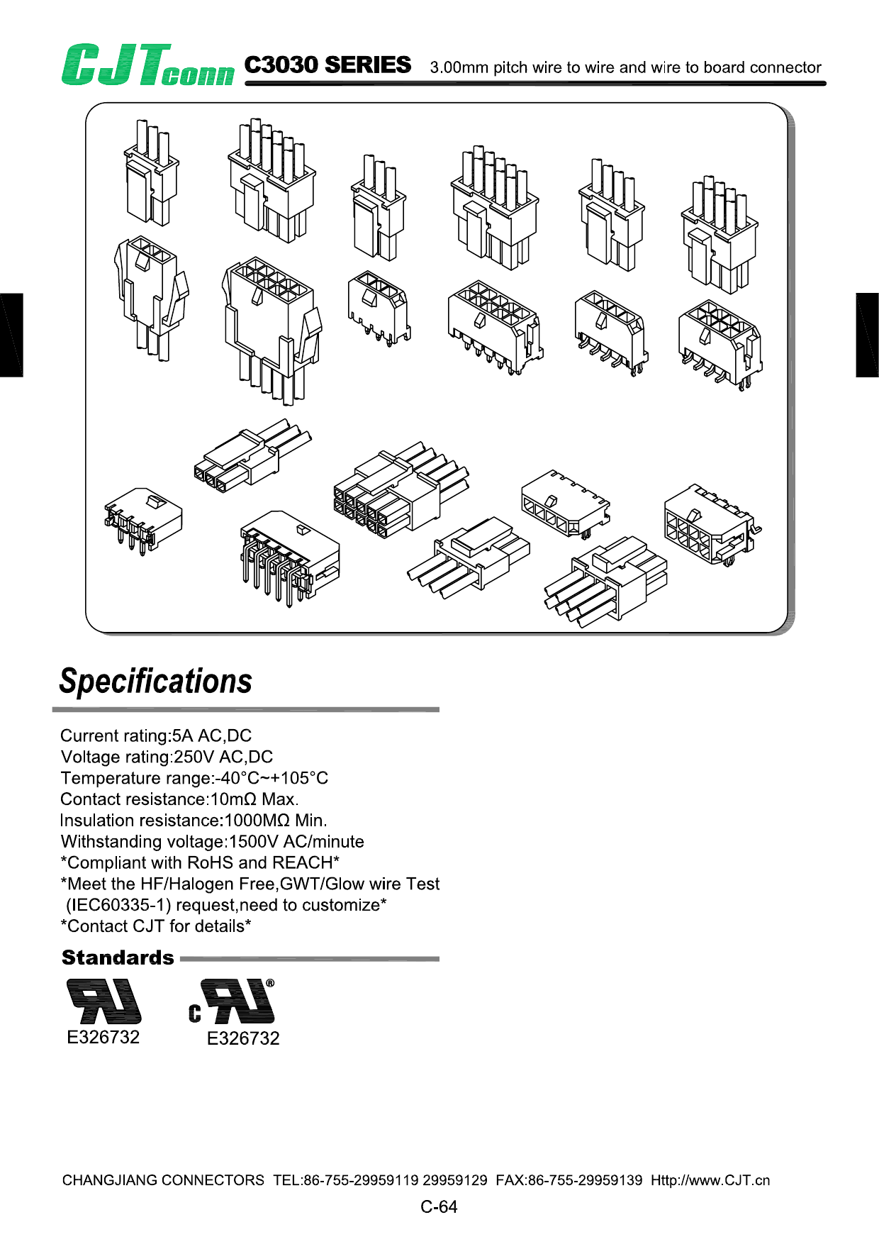C3030WV-2x3P_（CJT(长江连接器)）C3030WV-2x3P中文资料_价格_PDF手册-立创电子商城