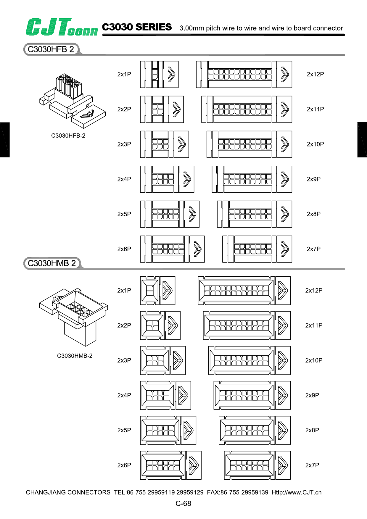 C3030WV-2x6P_（CJT(长江连接器)）C3030WV-2x6P中文资料_价格_PDF手册-立创电子商城
