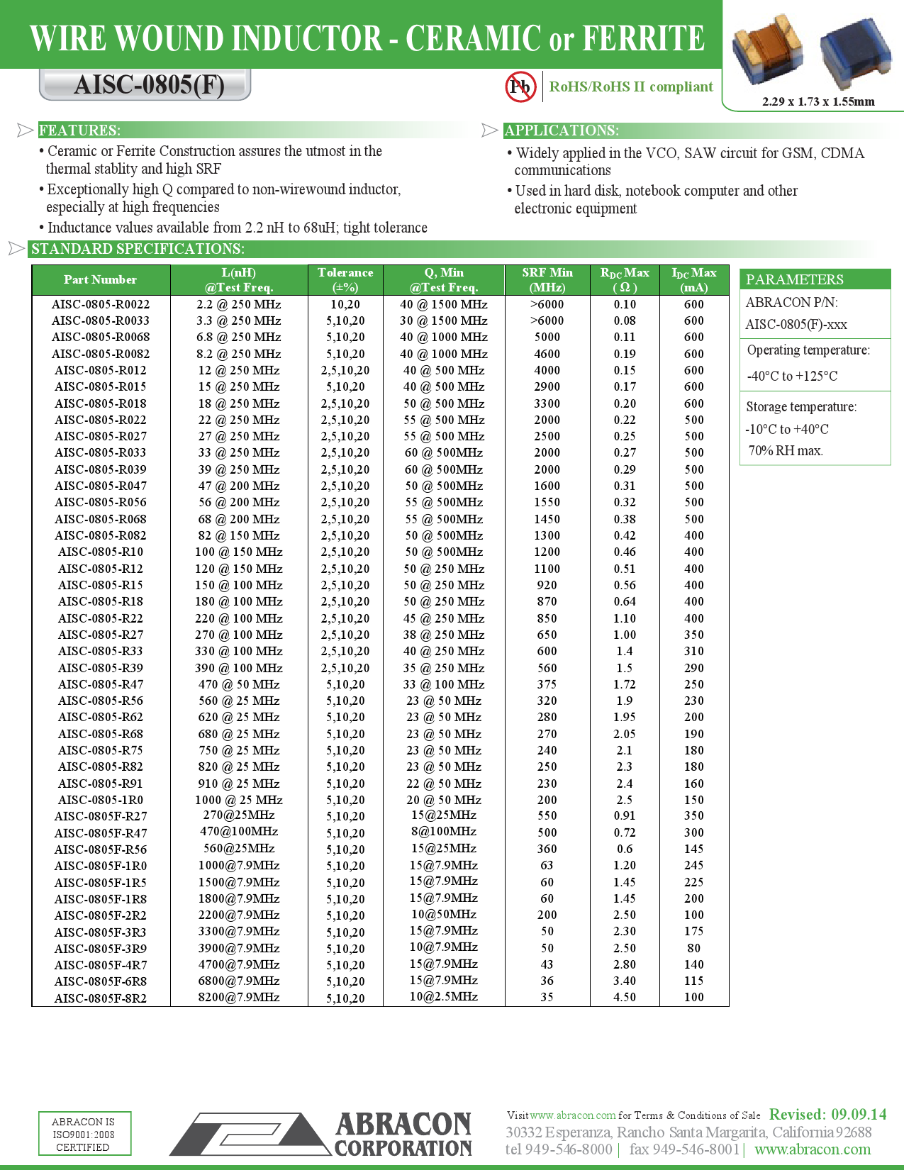 AISC-0805F-4R7J-T_（ABRACON）AISC-0805F-4R7J-T中文资料_价格_PDF手册-立创电子商城